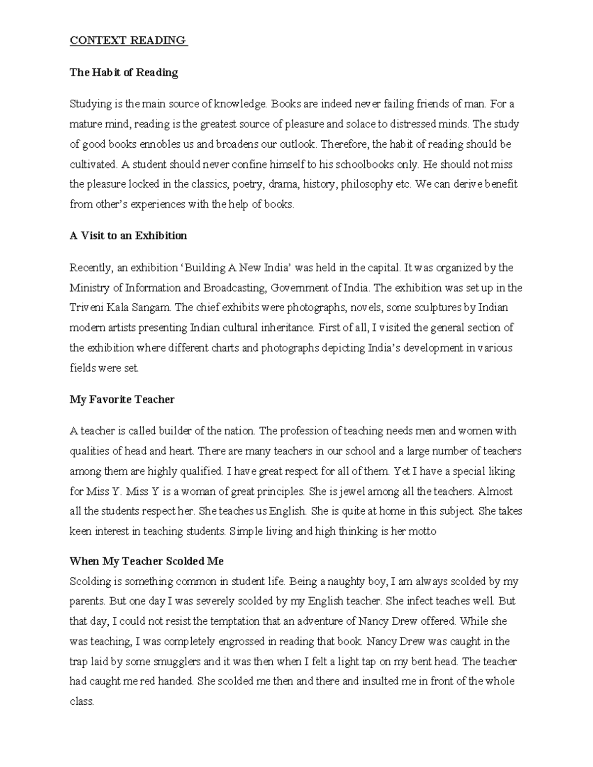 Context Reading - CONTEXT READING The Habit of Reading Studying is the ...