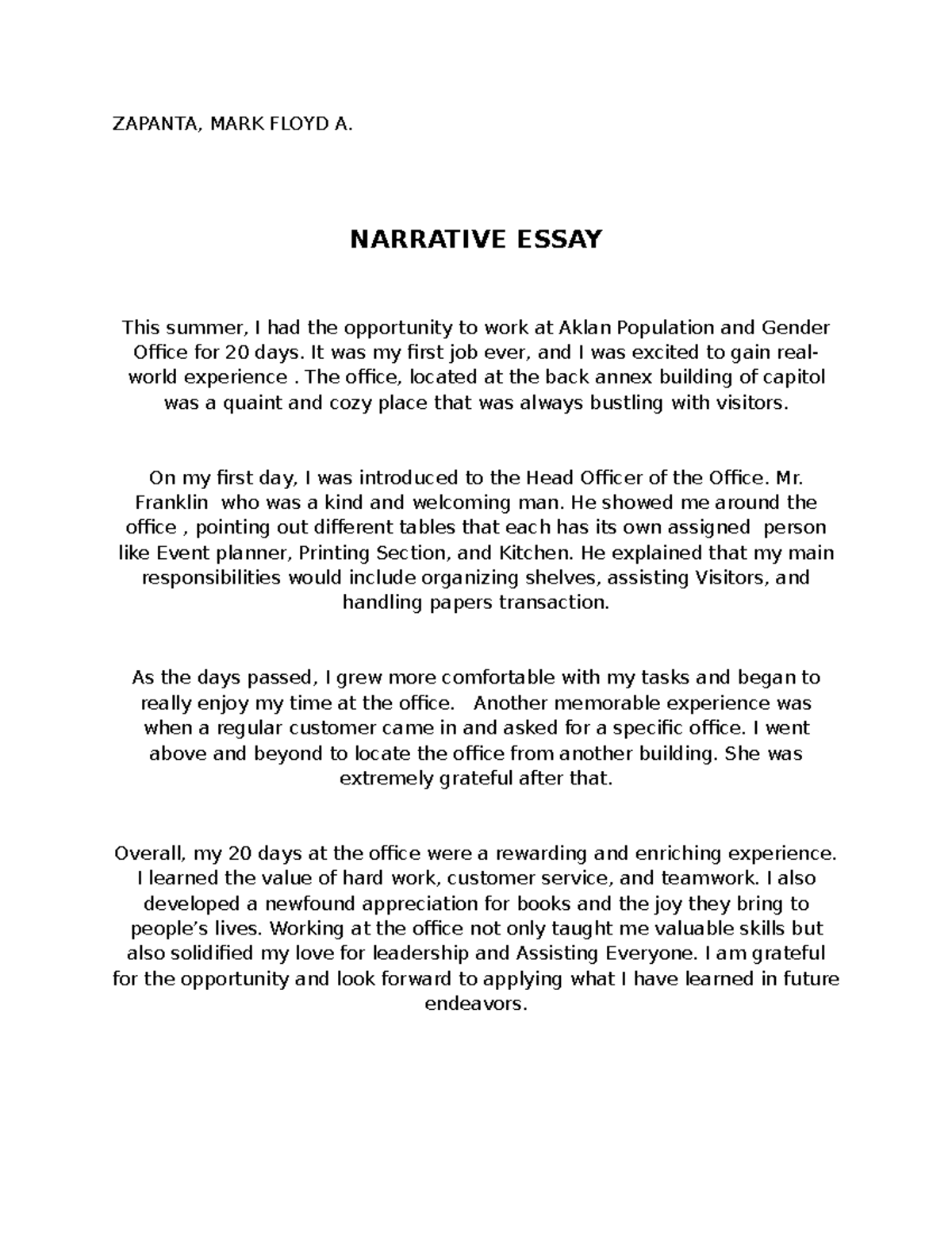 Narrative Essay - Summary Social Work ASWB Bachelors Exam Guide ...