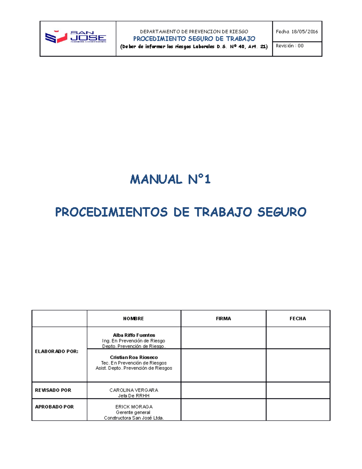 (todos los pts) Procedimiento DE Trabajo Seguro Final - PROCEDIMIENTO ...