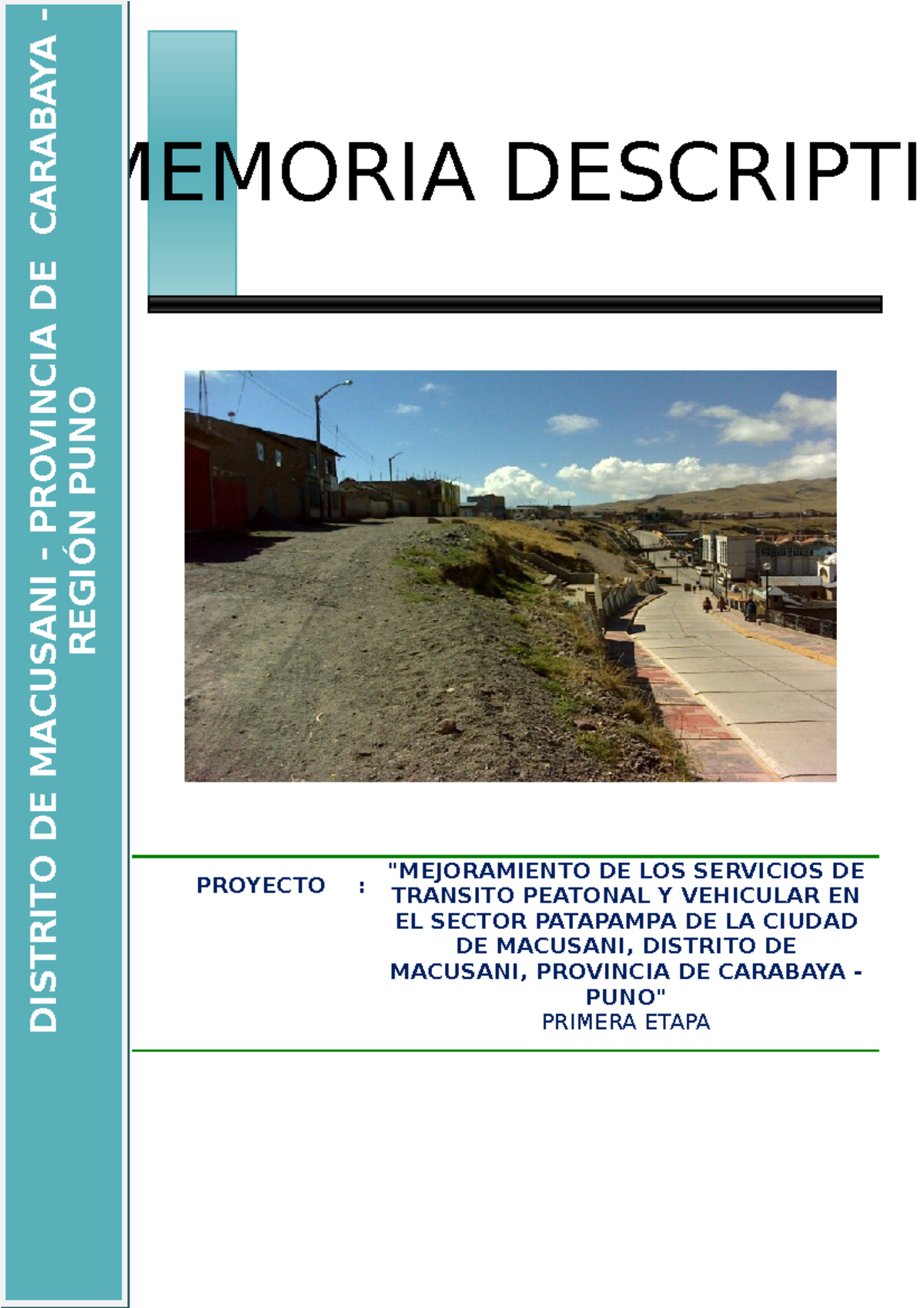 Memoria Descriptiva - Primera Etapa 18-01 - MEMORIA DESCRIPTIV PROYECTO ...