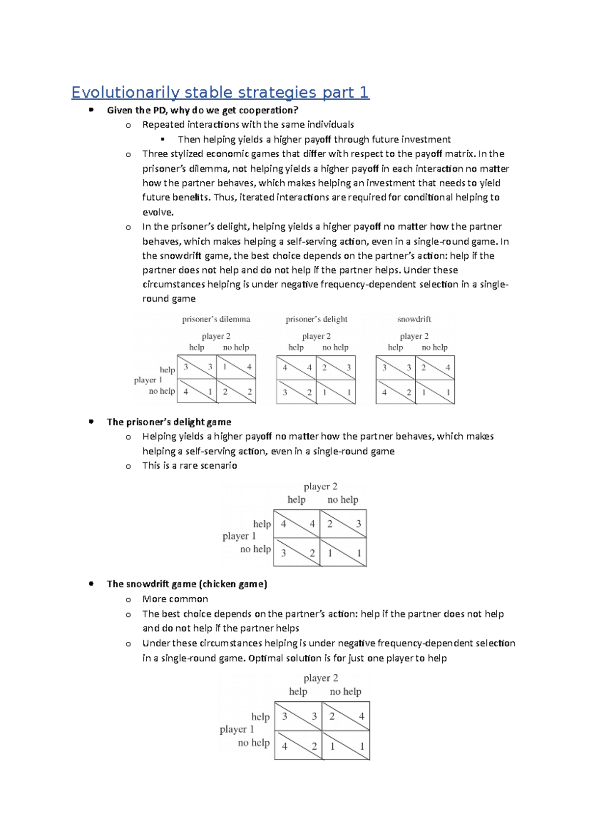 Evolutionarily stable strategies - In the prisoner’s dilemma, not ...