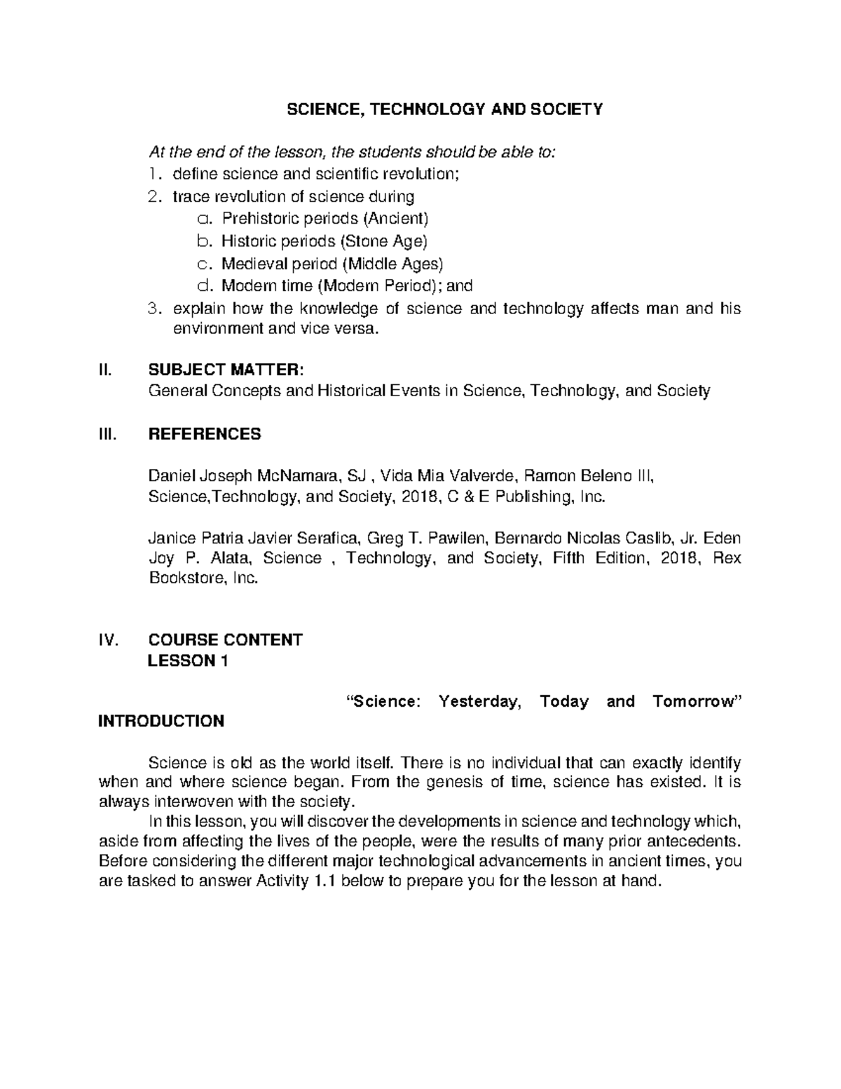 STS Topic 1 General Concepts and Historical Events - SCIENCE ...