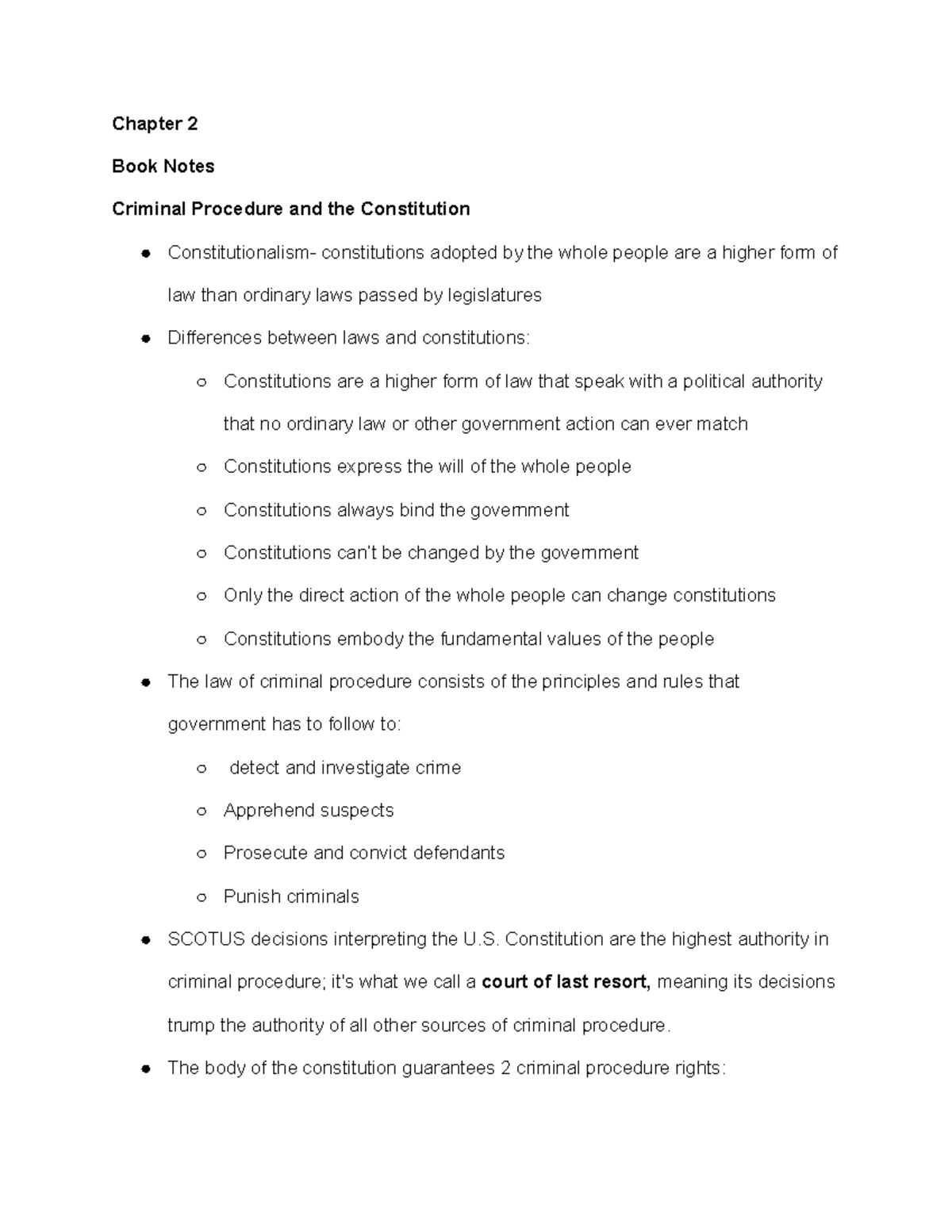 CCP Chapter 2 - Professor Smith - Chapter 2 Book Notes Criminal ...