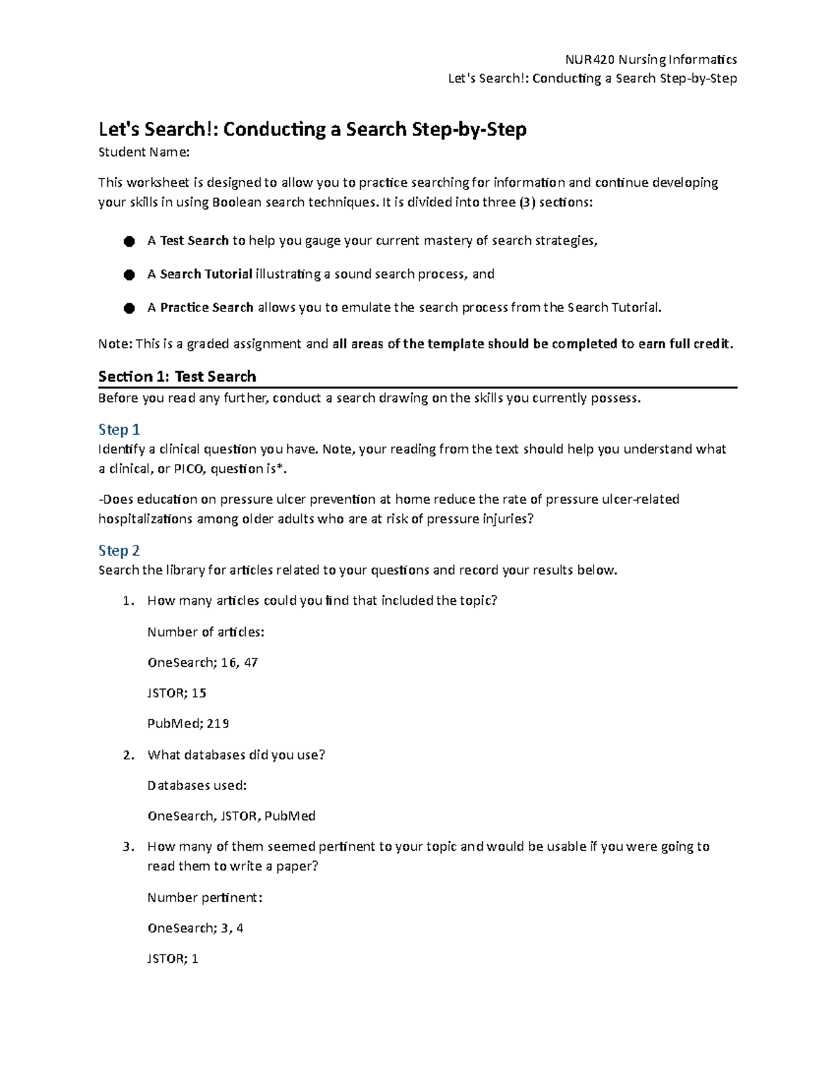 NUR420 Let's Search - Let's Search!: Conducting a Search Step-by-Step ...