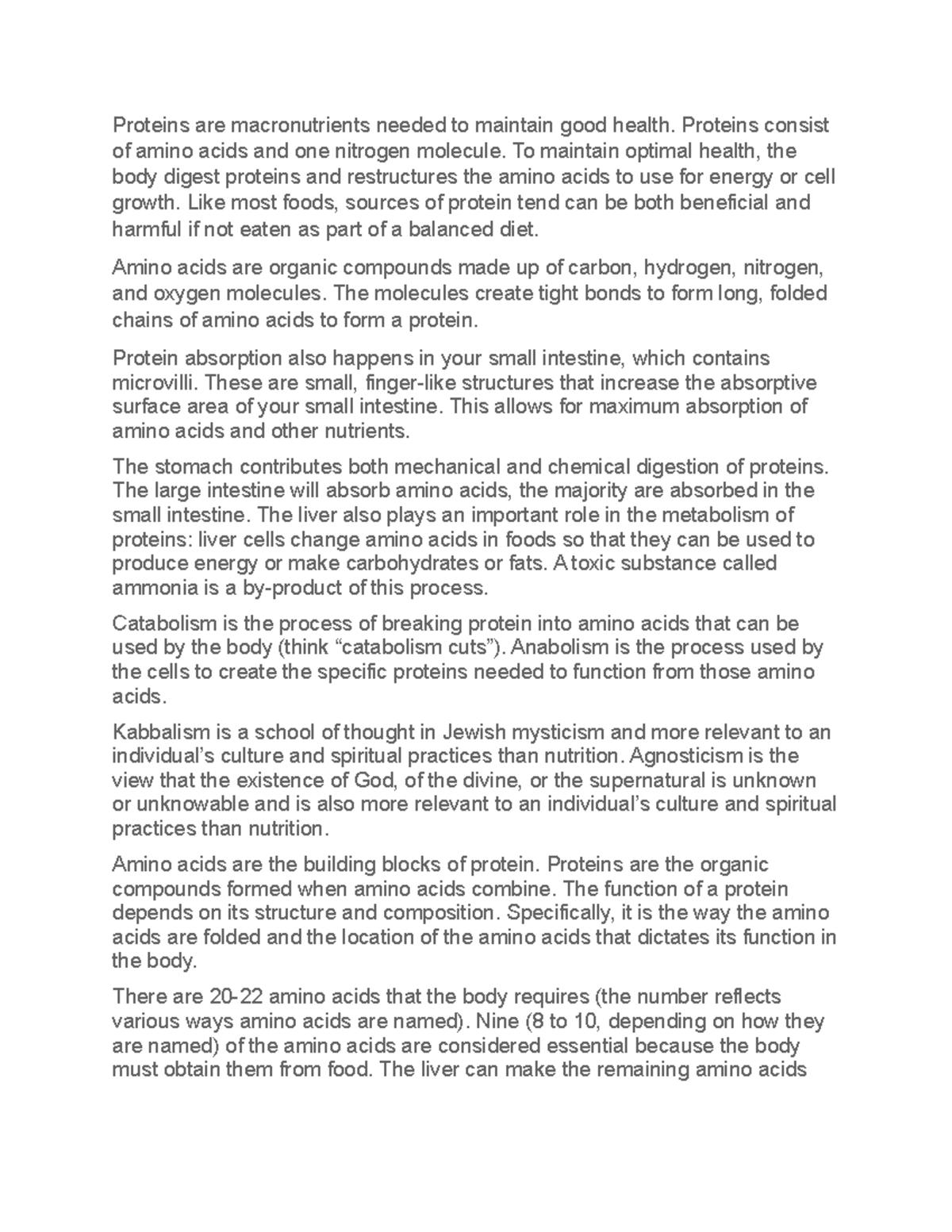 Dietary Proteins - notes - Proteins are macronutrients needed to ...