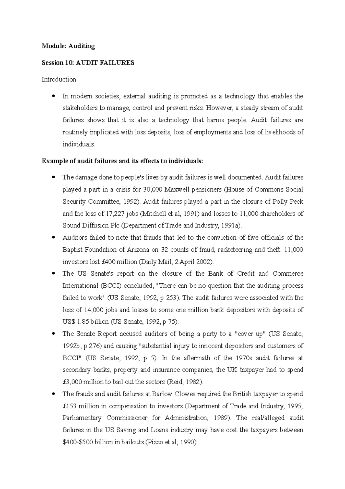 Module： Audit Failure - Module: Auditing Session 10: AUDIT FAILURES ...