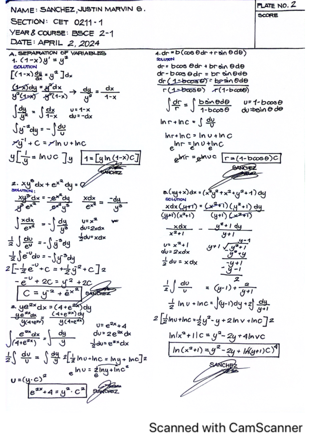 Probset-3-Non Exact DE - Calculus 2 - Studocu