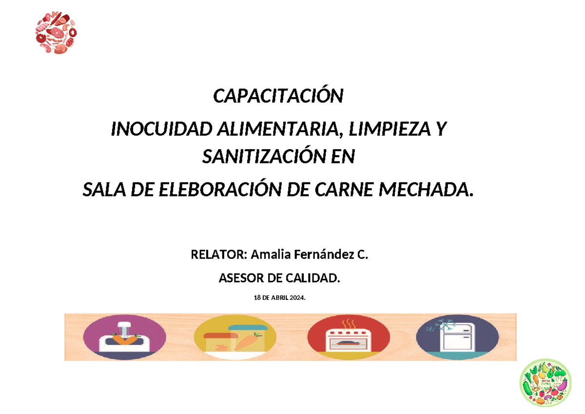Folleto de inocuidad alimentaria - CAPACITACIÓN INOCUIDAD ALIMENTARIA, LIMPIEZA Y SANITIZACIÓN ...