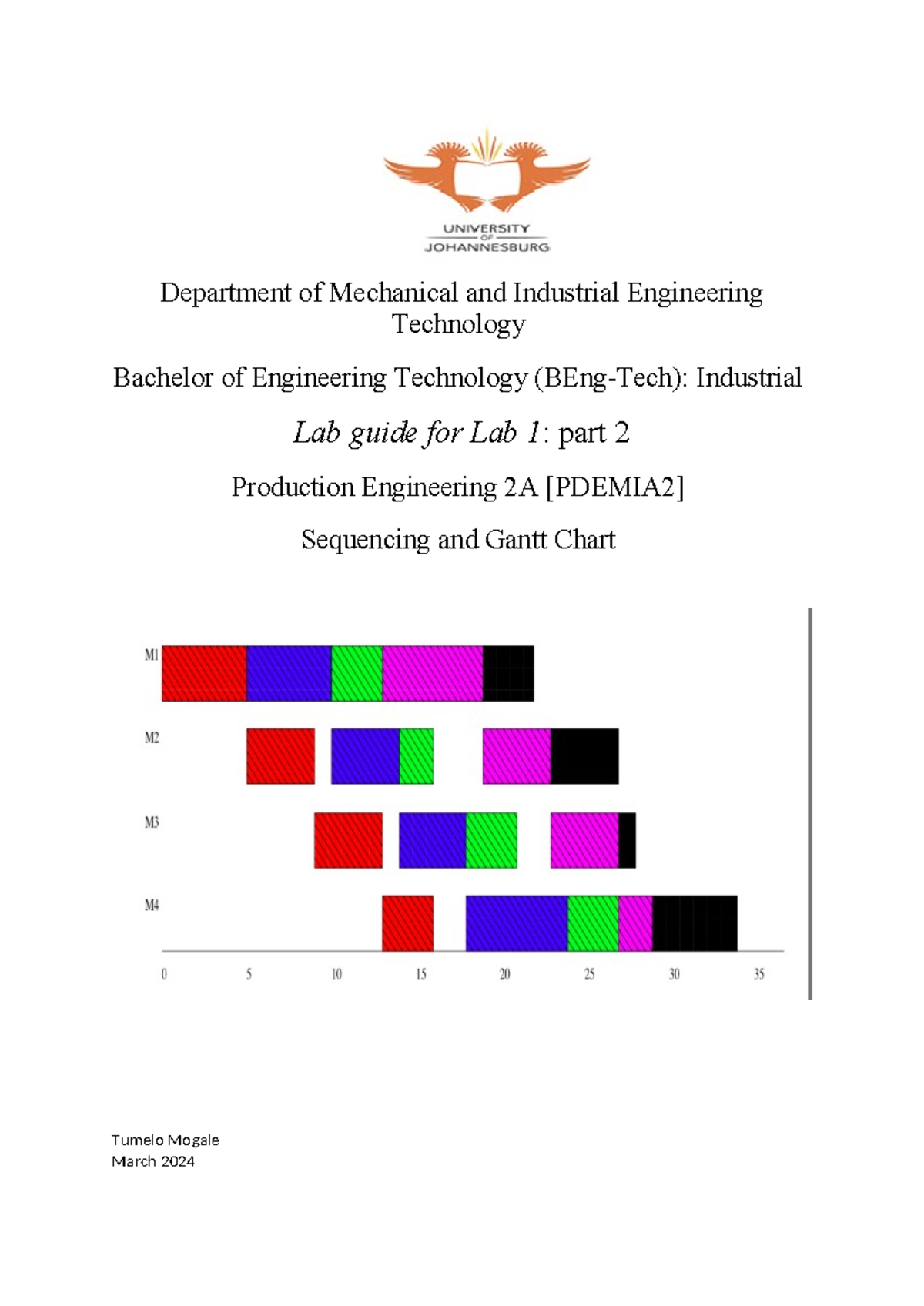 Lab Guide 1 Part2 Gannt Chart 2024 - Department of Mechanical and Industrial Engineering ...