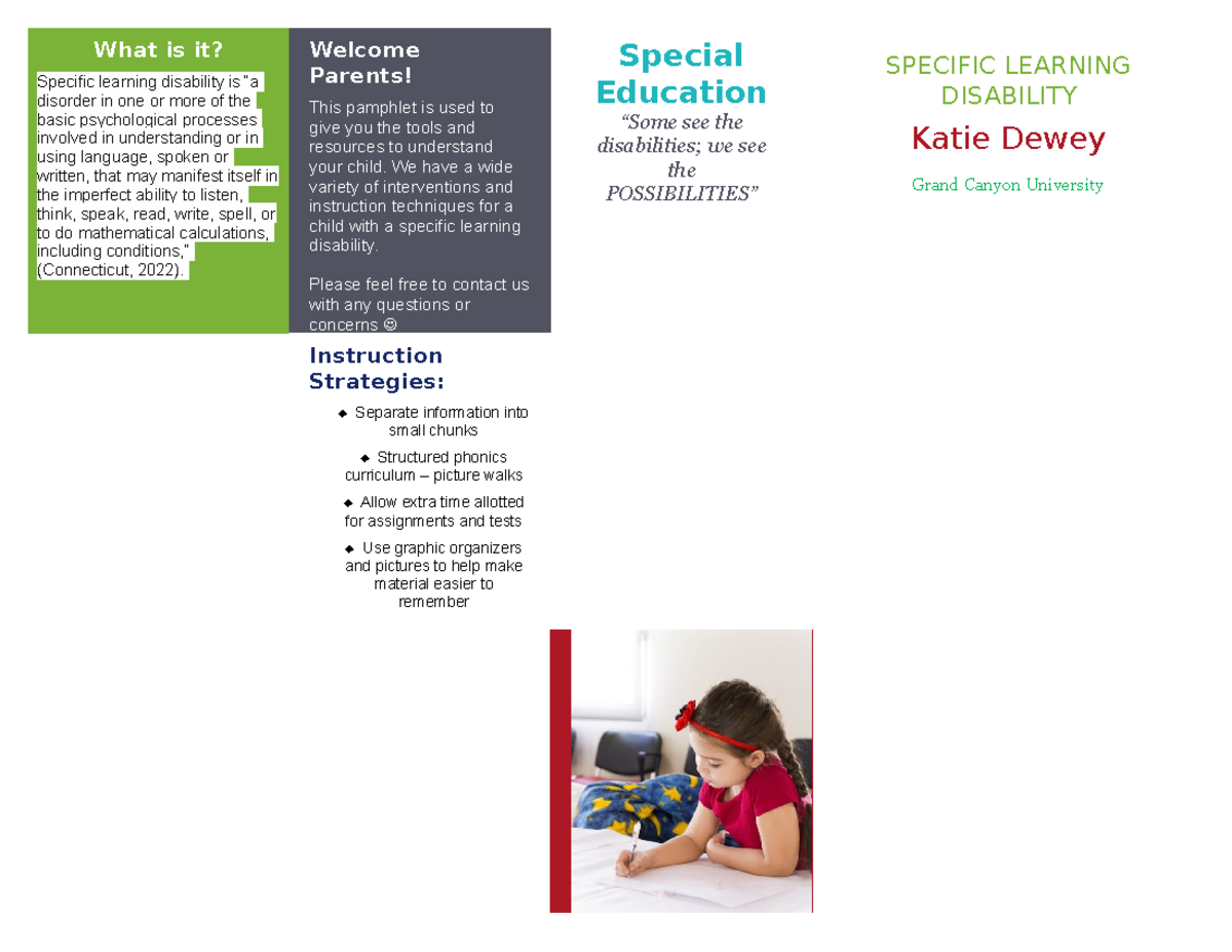 SPD 500 Specific Learning Disability - What is it? Specific learning ...