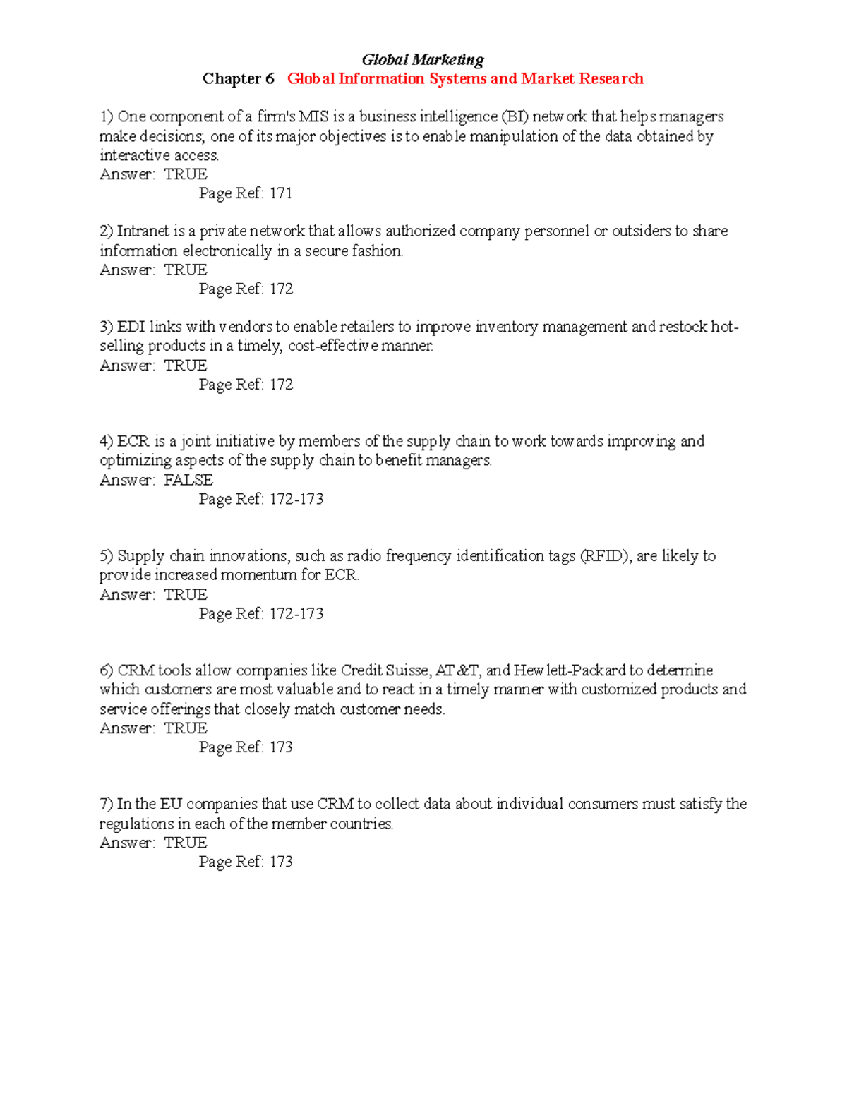 Ch06 Global Information Systems and Market Research Test - Global ...