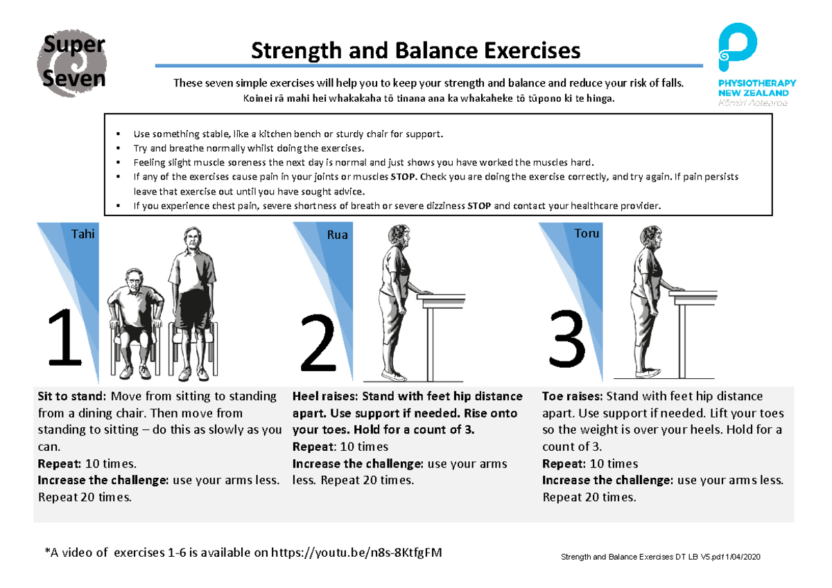 Super seven exercises physiotherapy nz - Strength and Balance Exercises Sit to stand: Move from ...