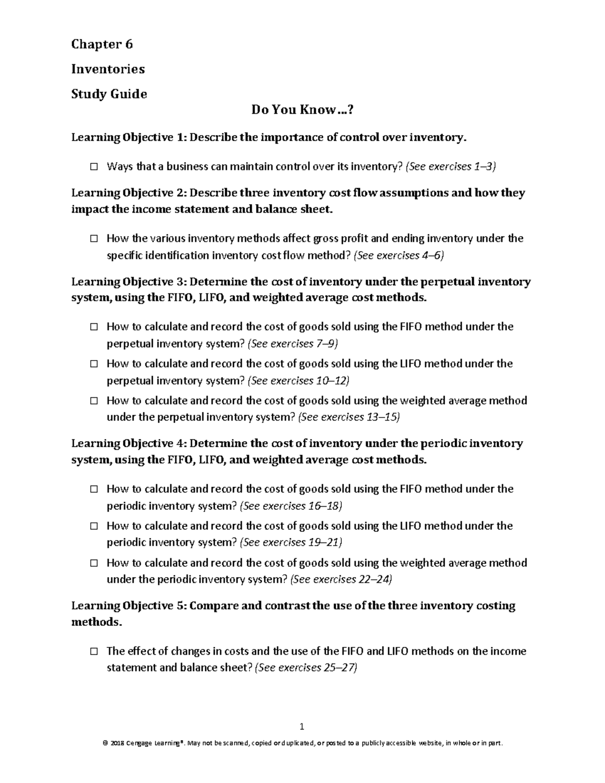Chapter 6 Inventories - Inventories Study Guide 1 Do You Know ...