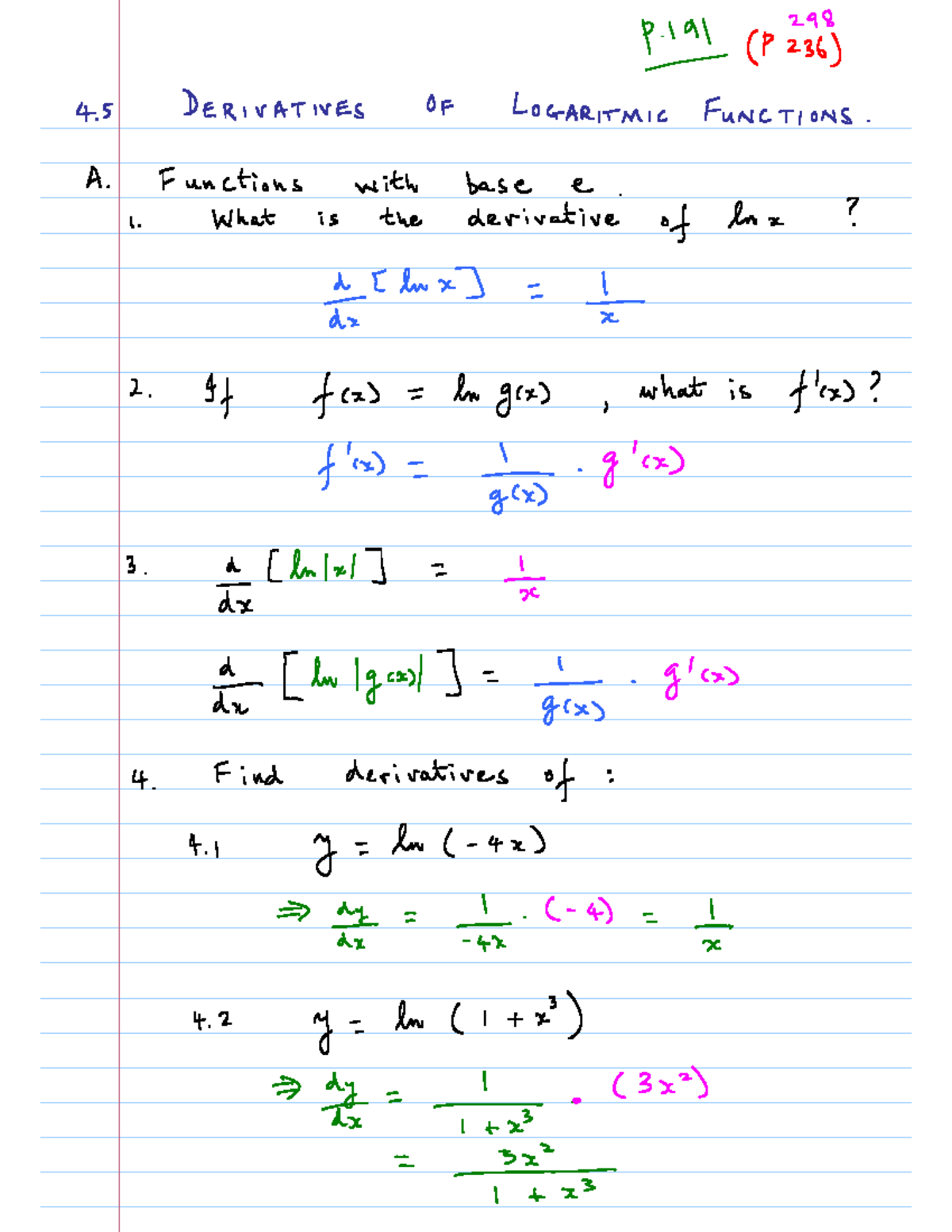 16 4.5 Derivatives of logarithmic functions - MATH150 - Studocu