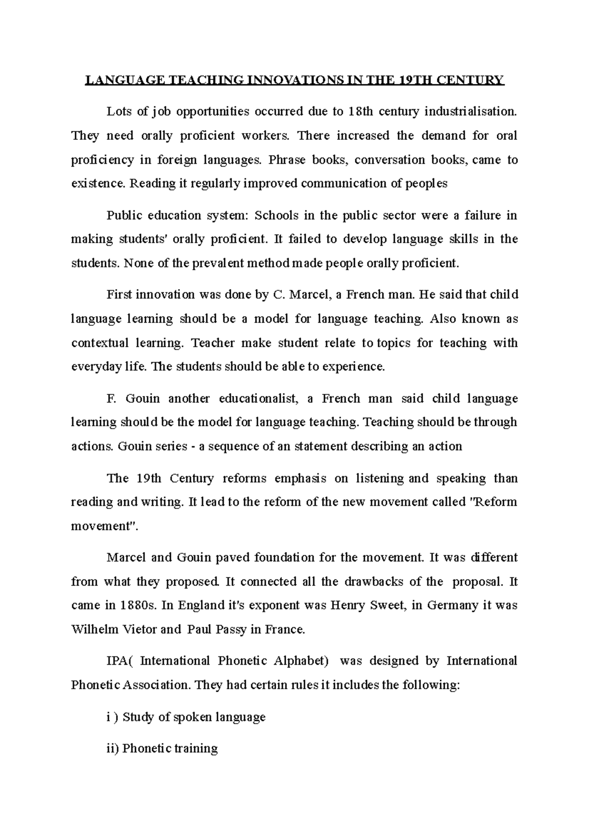 Language Teaching Innovations IN THE 19TH Century - LANGUAGE TEACHING ...