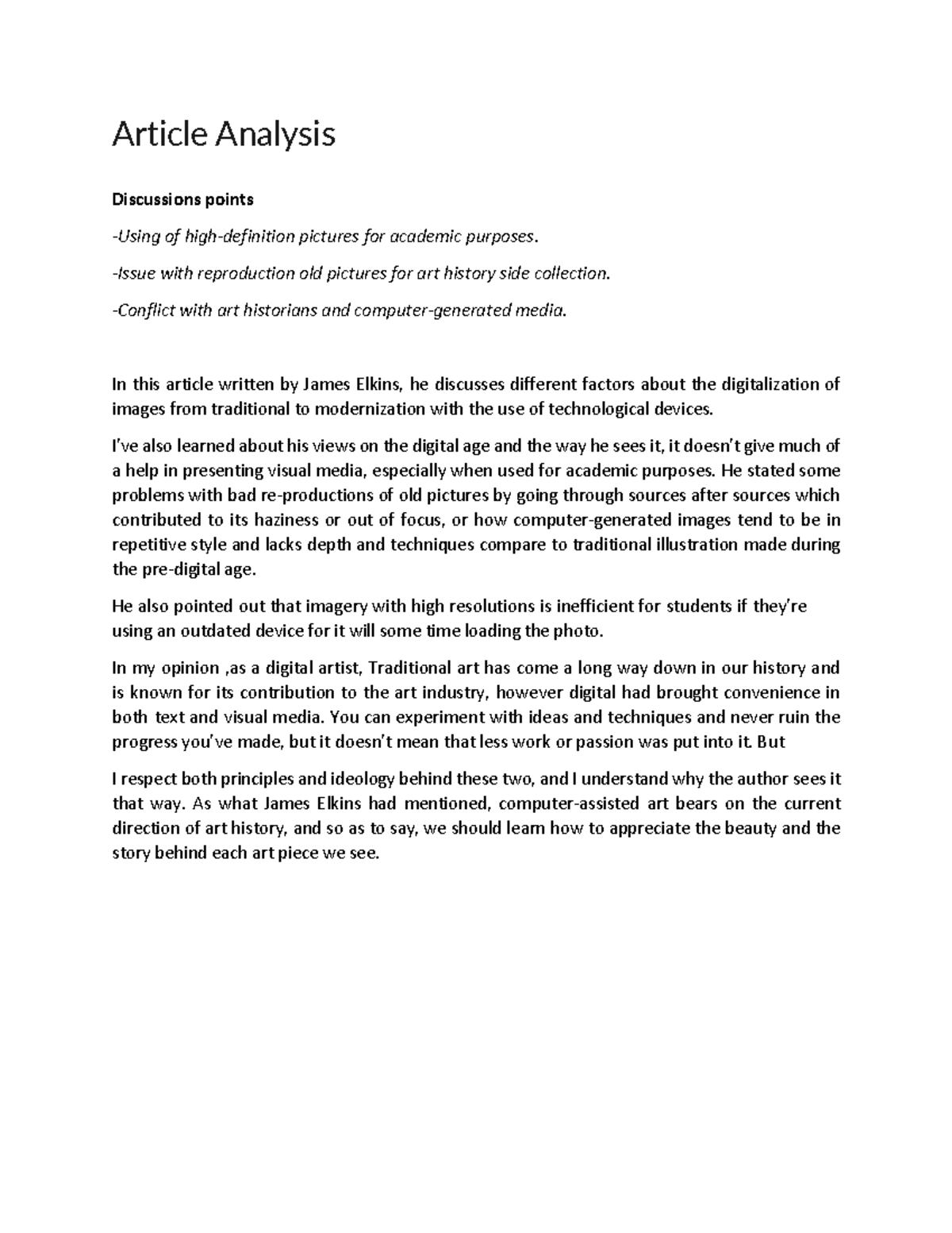 Article Analysis - Article Analysis Discussions points -Using of high ...