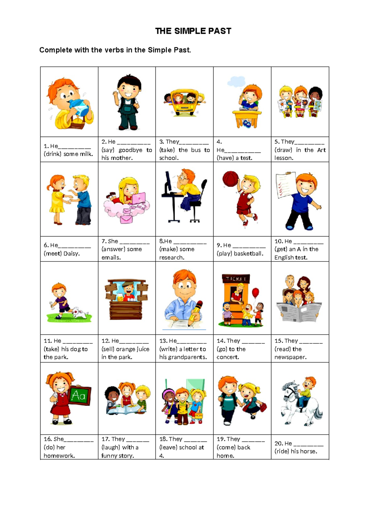 02 THE Simple PAST - clase aa - THE SIMPLE PAST Complete with the verbs ...