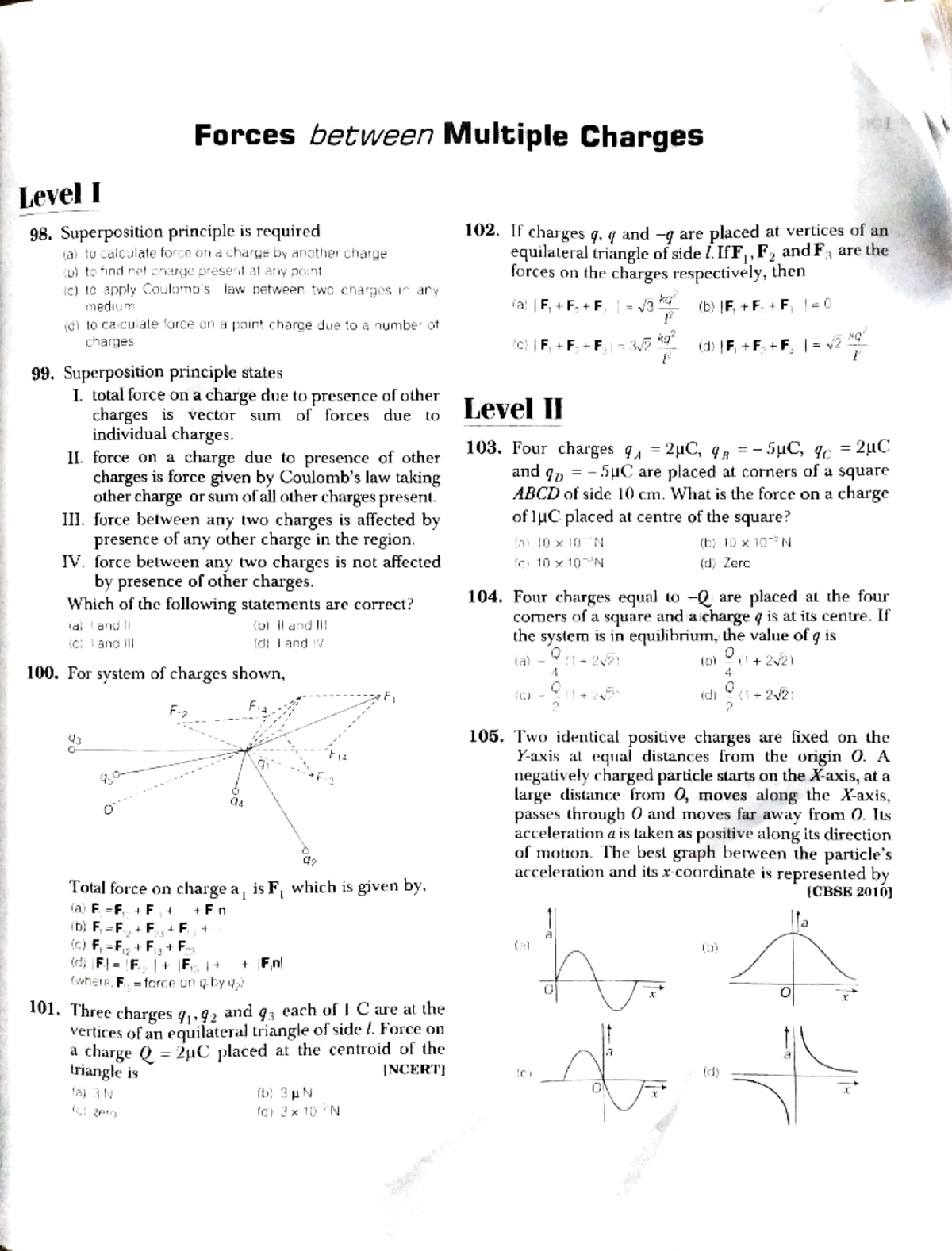 Physics electric feild mcqs for neet - Forces between Multiple Charges ...