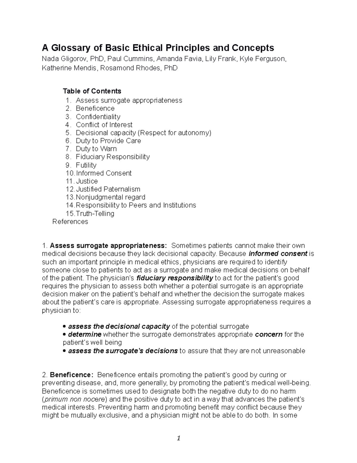 Rhodes et al. Glossary of Basic Ethical Principles and Concepts - A ...