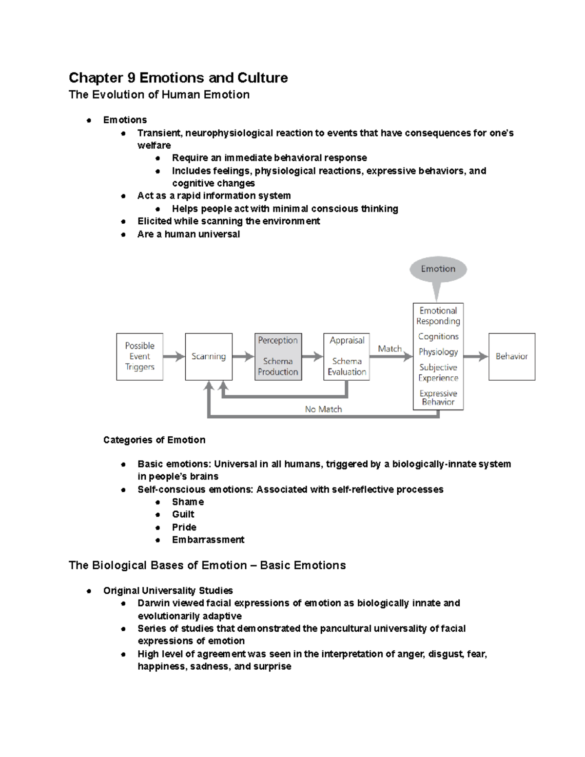 Chapter 9 - Chapter 9 Emotions and Culture The Evolution of Human ...