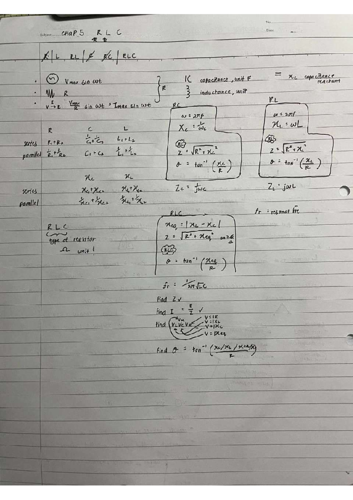 RLC circuit Chapter 5 - Elektronik I - Studocu