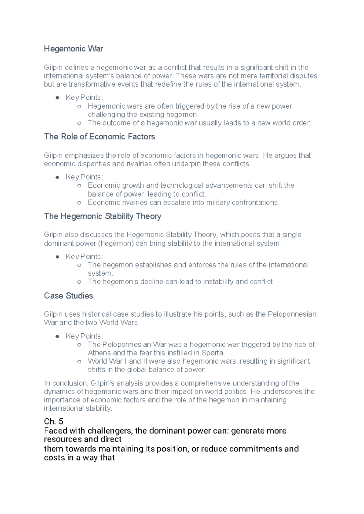 Hegemonic War - Hegemonic War Gilpin defines a hegemonic war as a ...