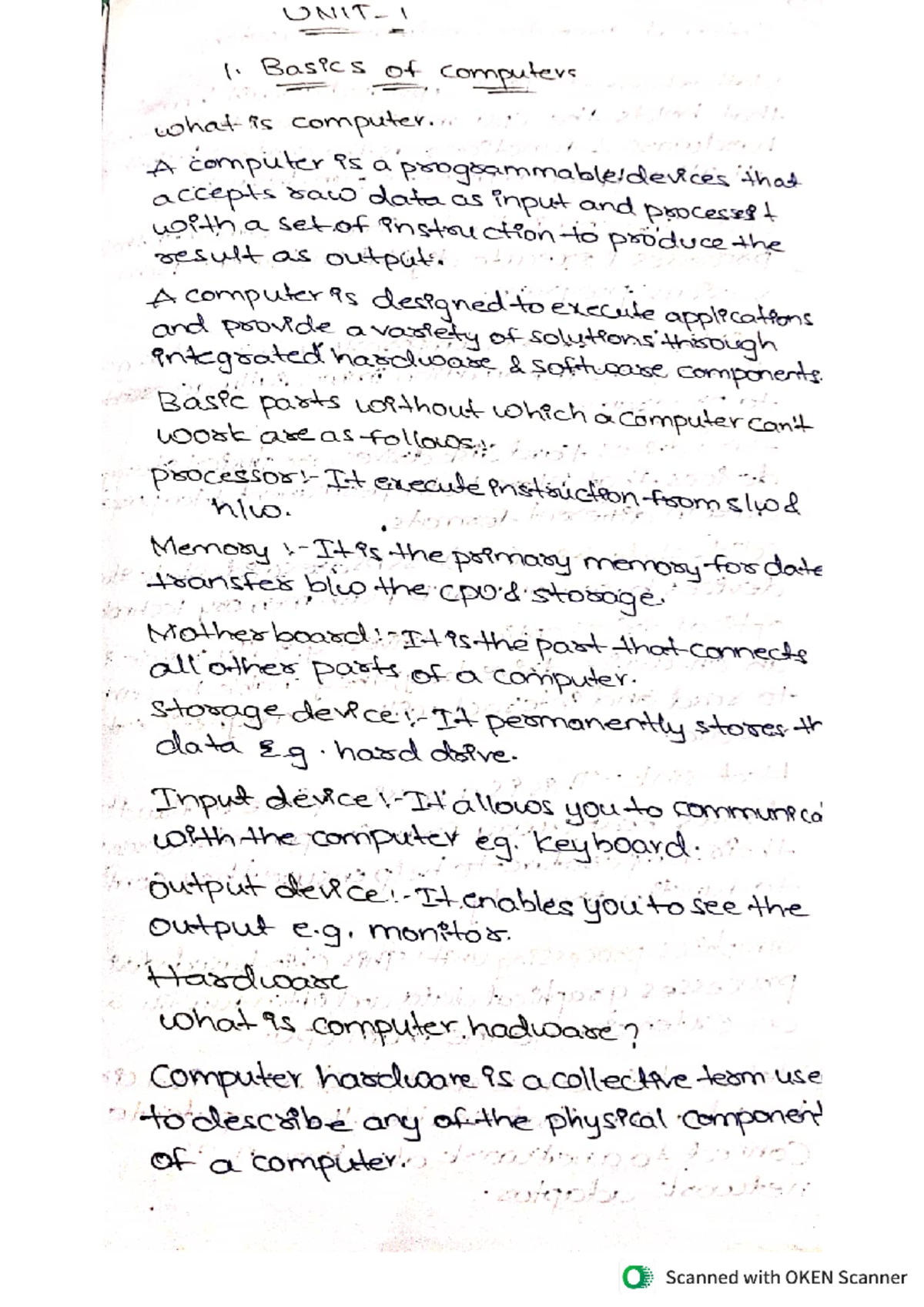 ECSE UNIT-1 - this document contains the notes of elements of computer ...