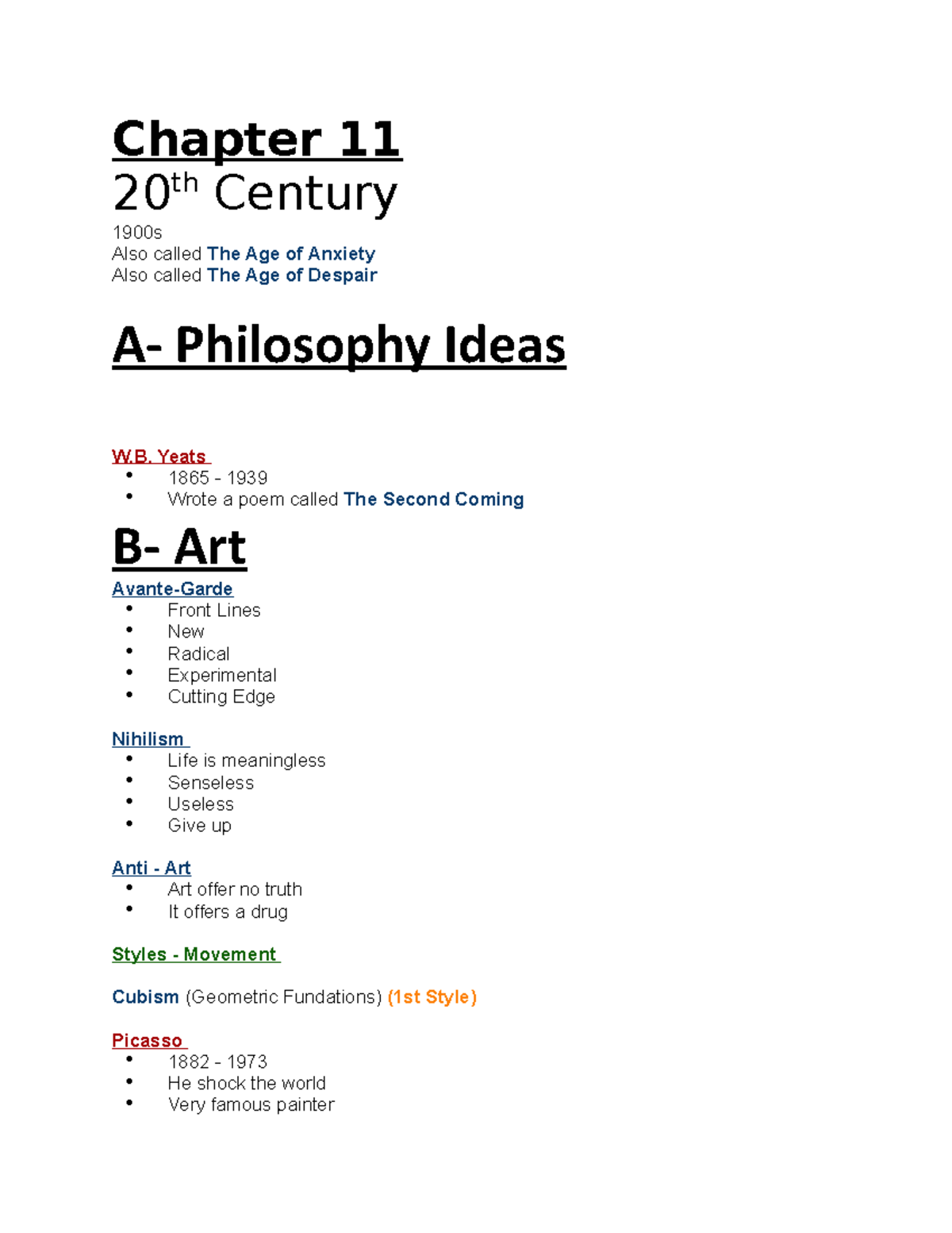 Chapter 11- 20th Century HUM 1020 - Chapter 11 20 th Century 1900s Also ...