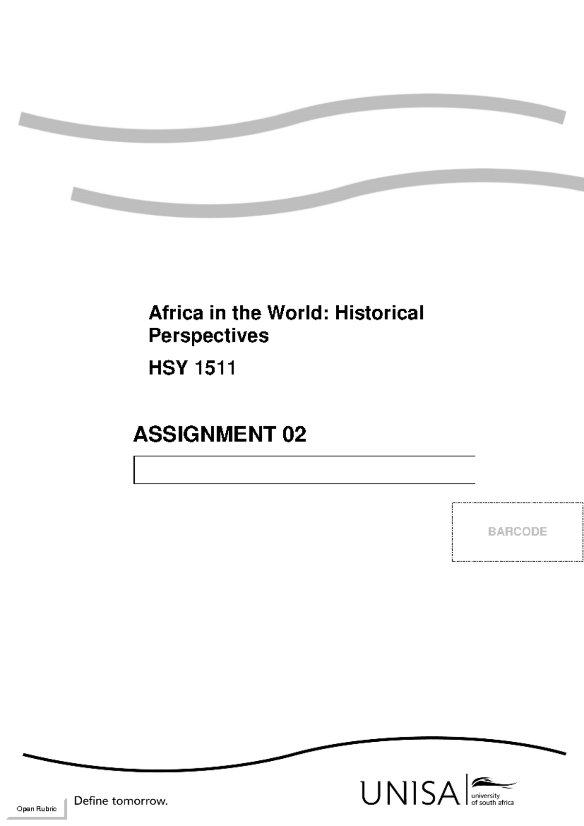 HSY%2015 11%20 Assignment%2002 %202024 - HSY2602/001/3/ Africa in the ...