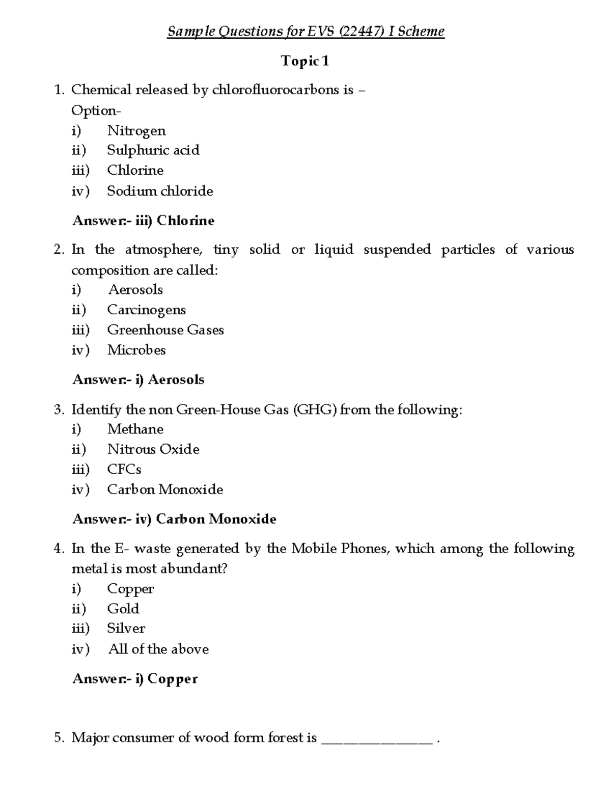 Est answer paper 1 - imp - Sample Questions for EVS (22447) I Scheme ...