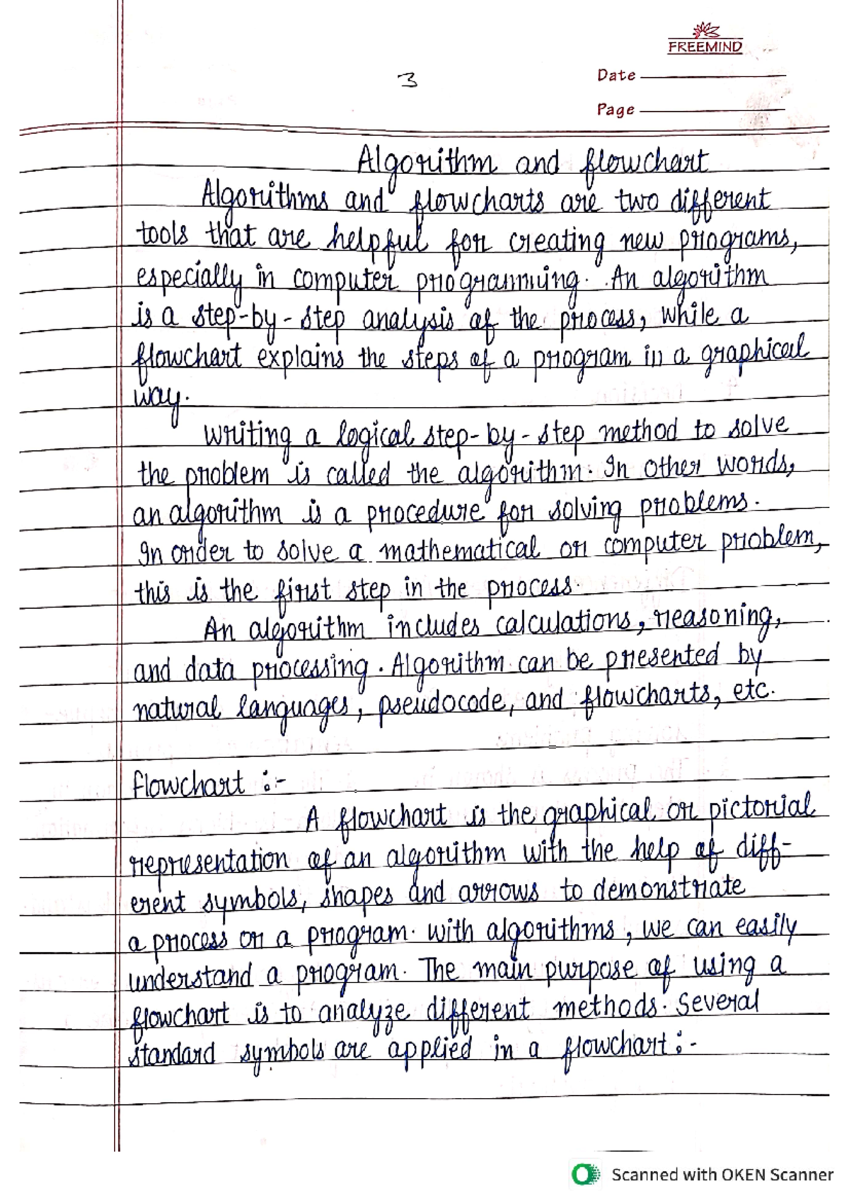 DS notes unit1,2 - note - FREEMIND 3 Date Page Algorithm and flowchart ...
