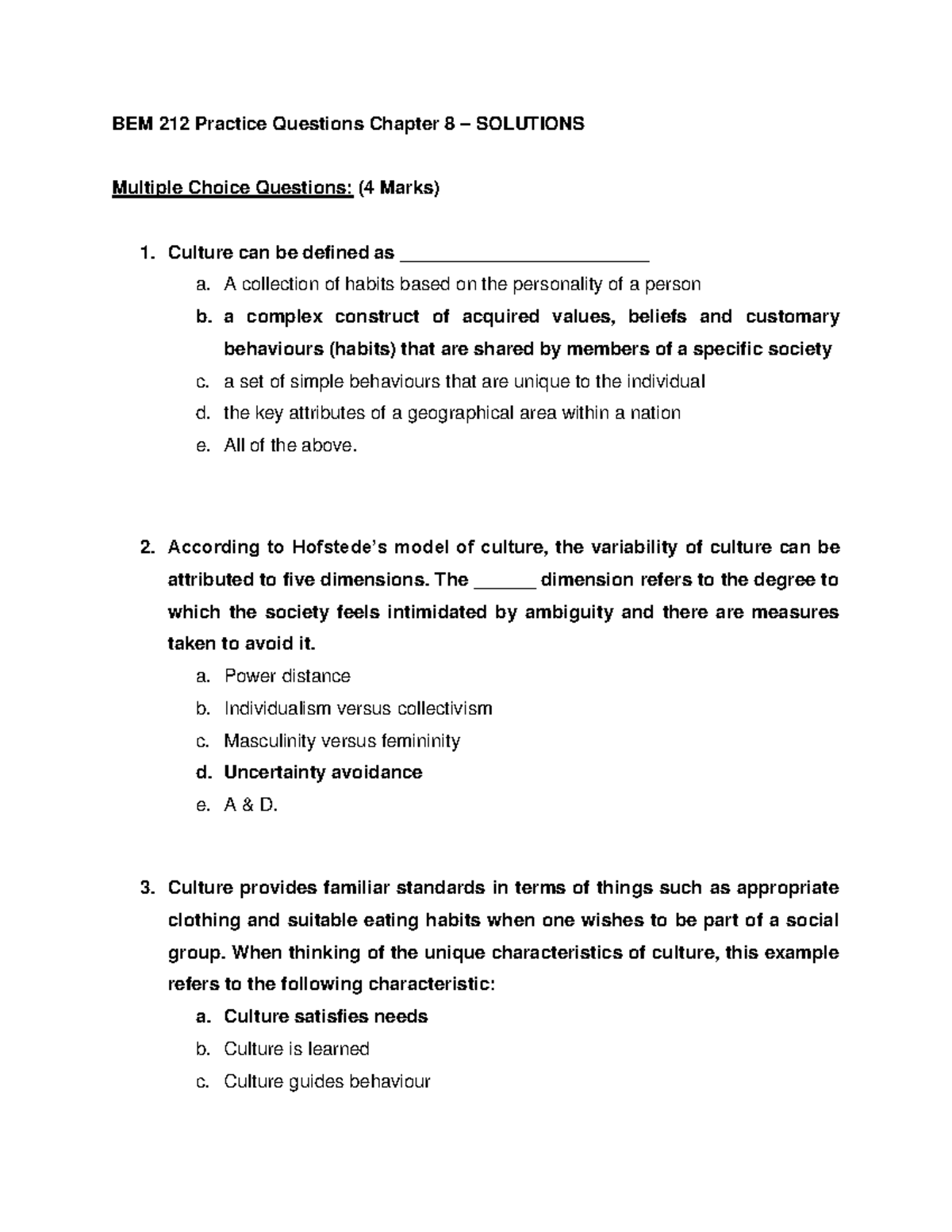 BEM 212 Practice questions Chapter 8 Solutions - BEM 212 Practice ...