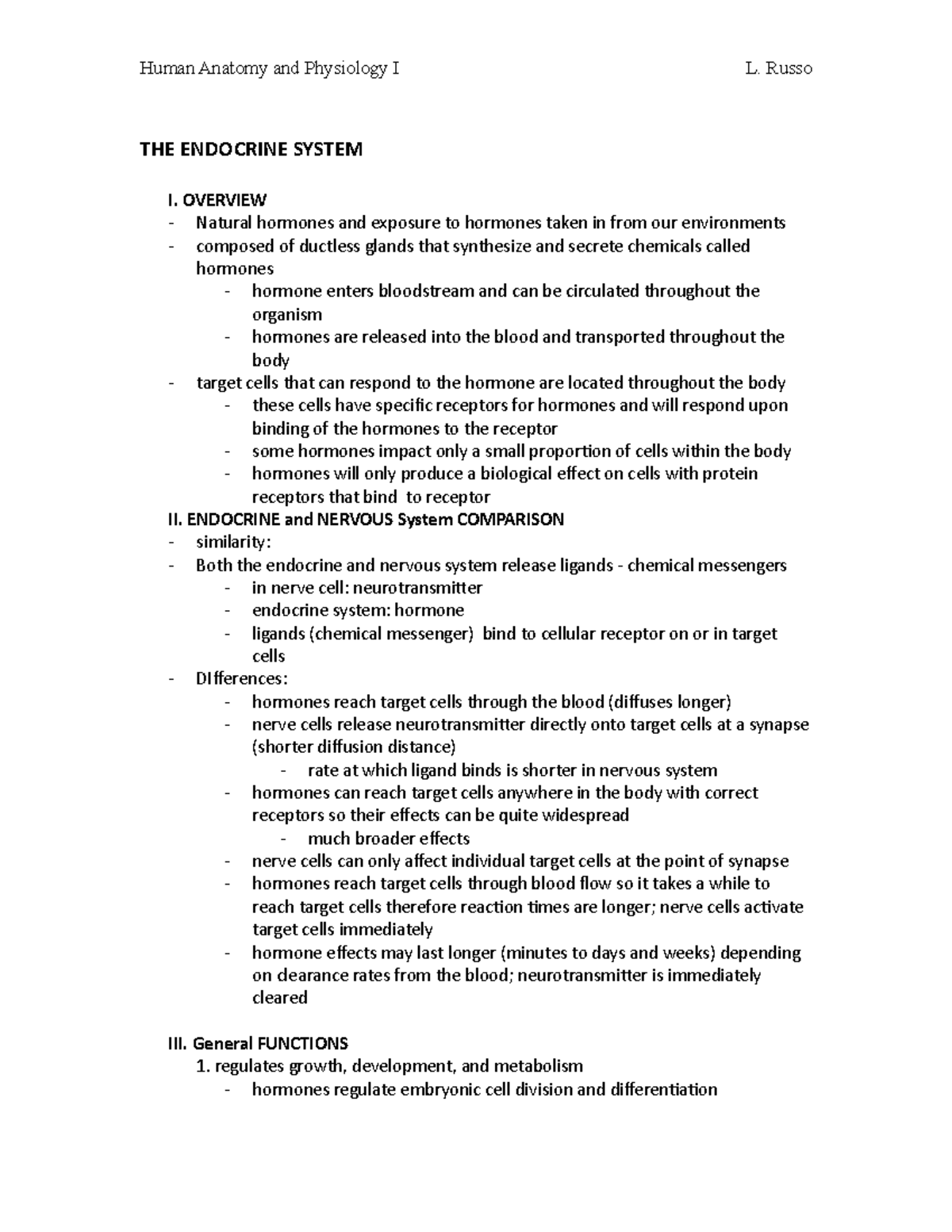 Units 9, 10, and 11 Endocrine System - THE ENDOCRINE SYSTEM I. OVERVIEW ...