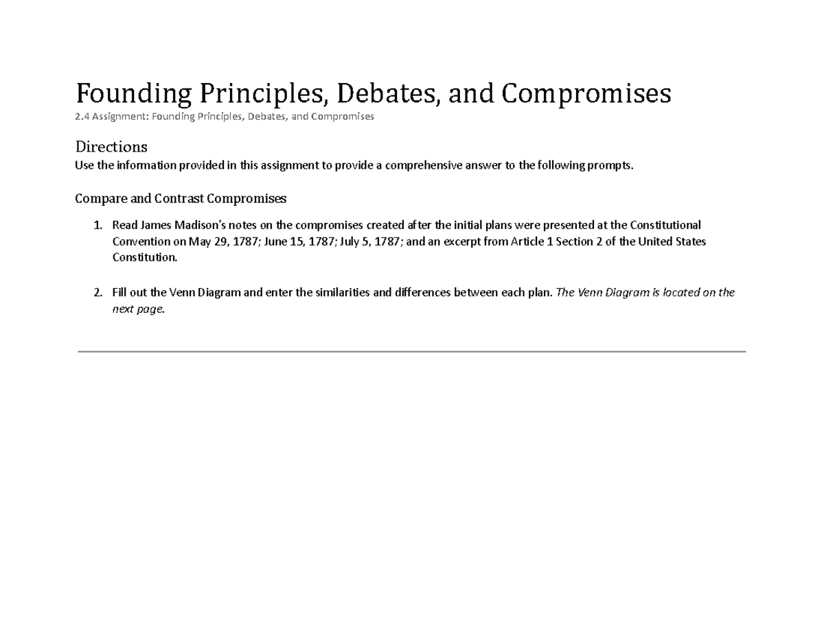 2.4 Founding Principles, Debates, and Compromises Document - Founding ...