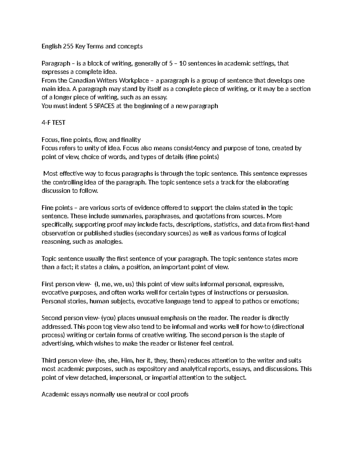 English 255 Key Terms and concepts - English 255 Key Terms and concepts ...