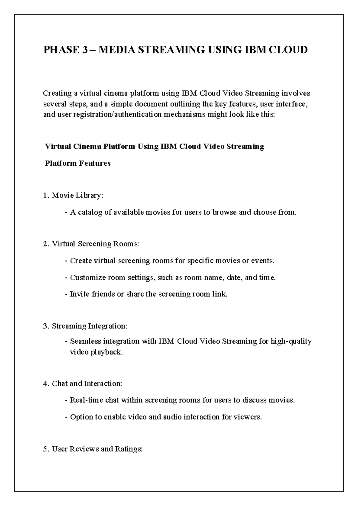 CAD Phase 3 - PHASE 3 – MEDIA STREAMING USING IBM CLOUD Creating a ...