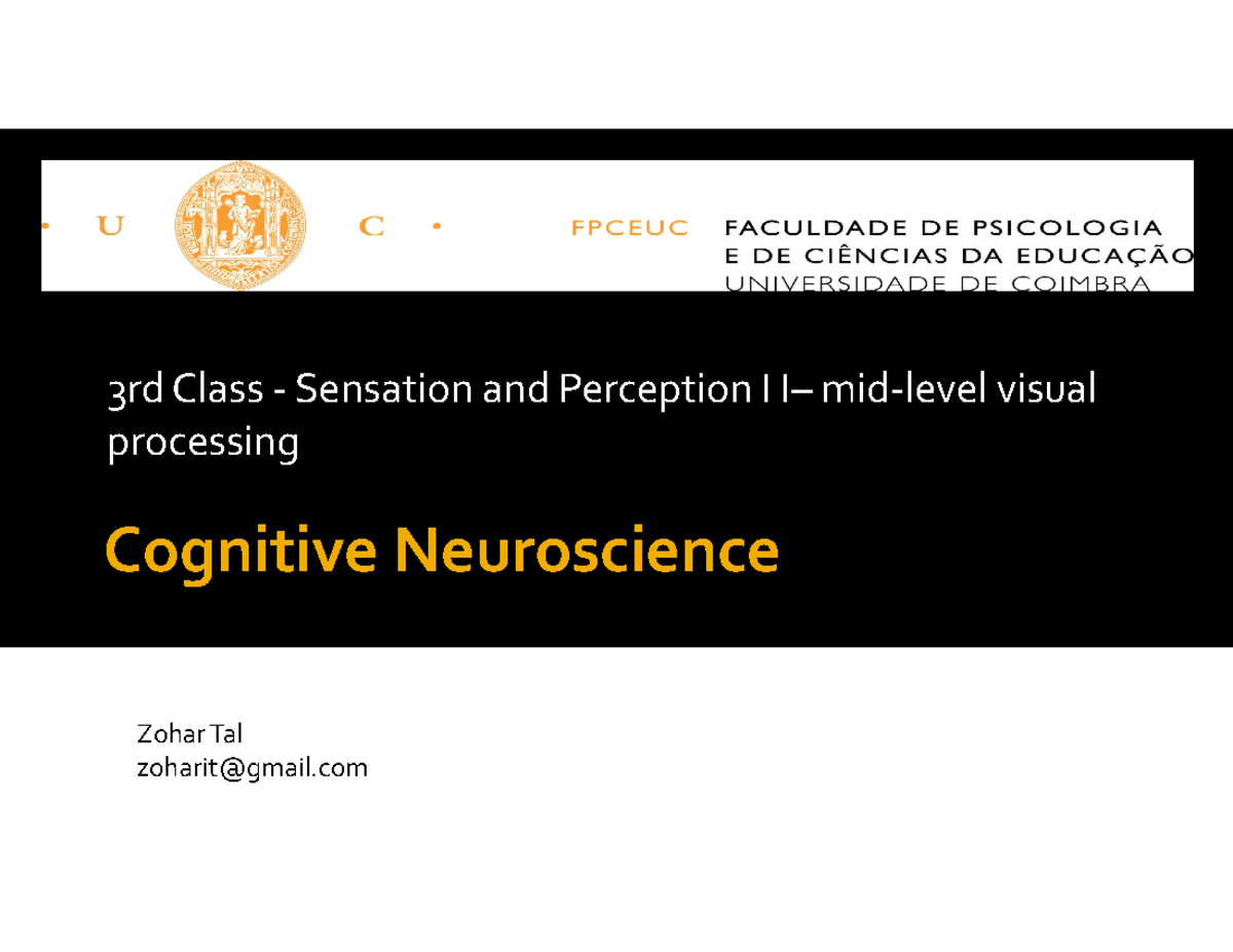 Sensation and Perception II - Mid level visual processing - Cognitive ...