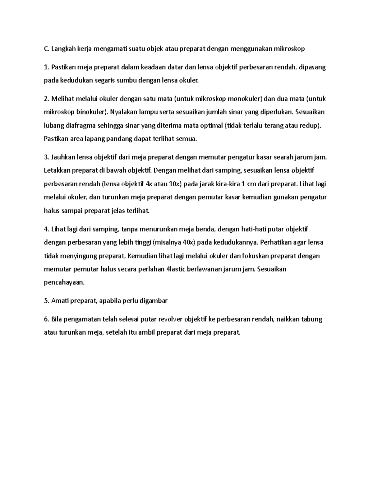 C ramakan waksdkaskdaw utngkas b - C. Langkah kerja mengamati suatu ...