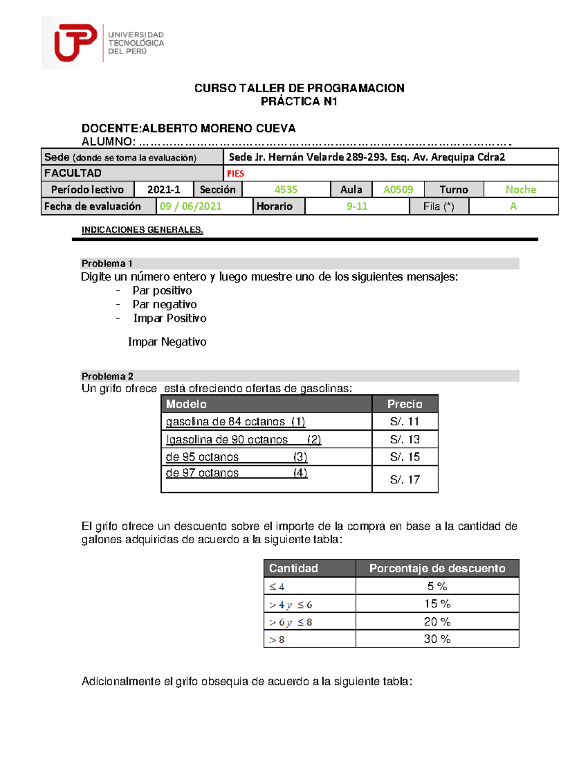 PRACTICA NUMERO 1 - FUNDAMENTOS DE PROGRAMACION - CURSO TALLER DE ...