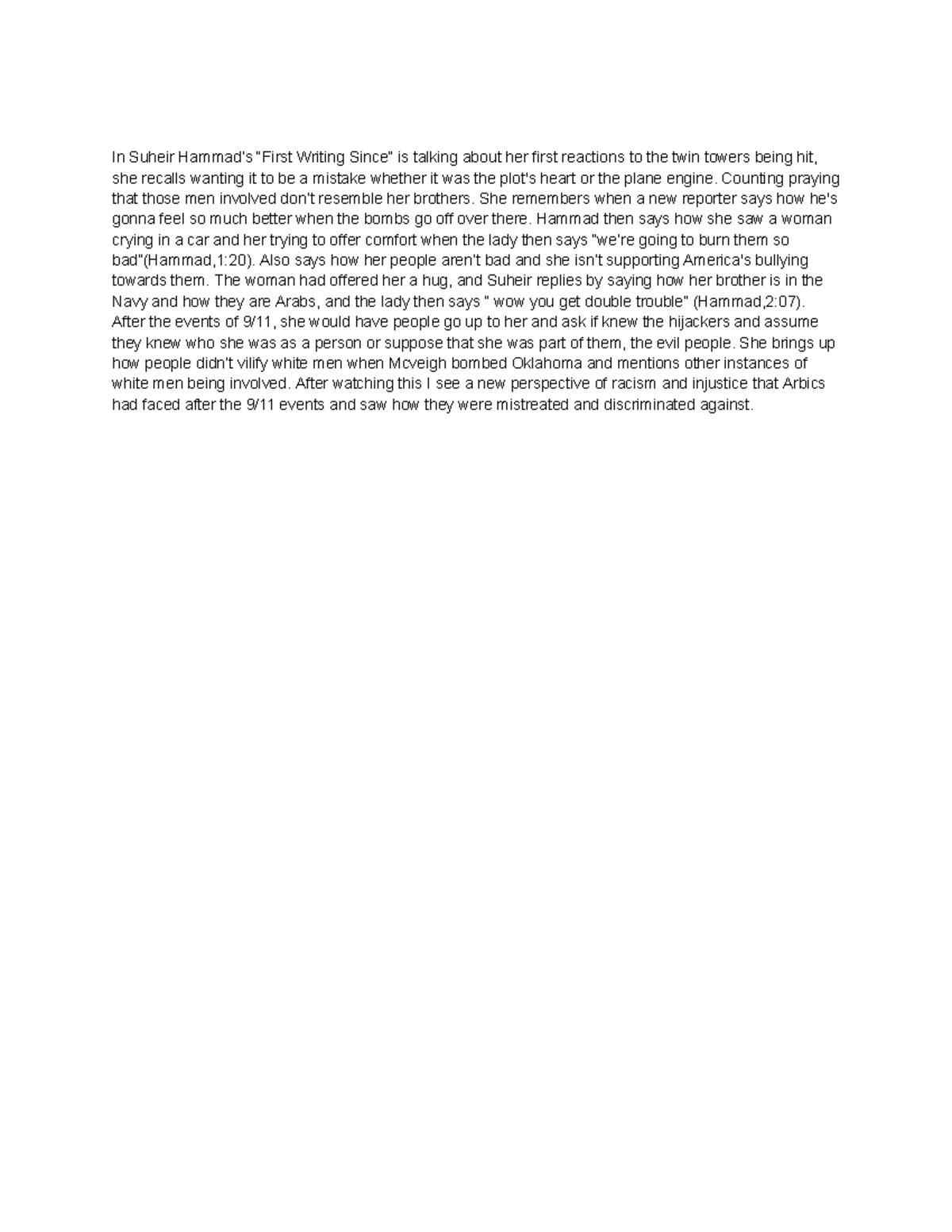 Untitled document-19 - poem summary - In Suheir Hammad’s “First Writing ...