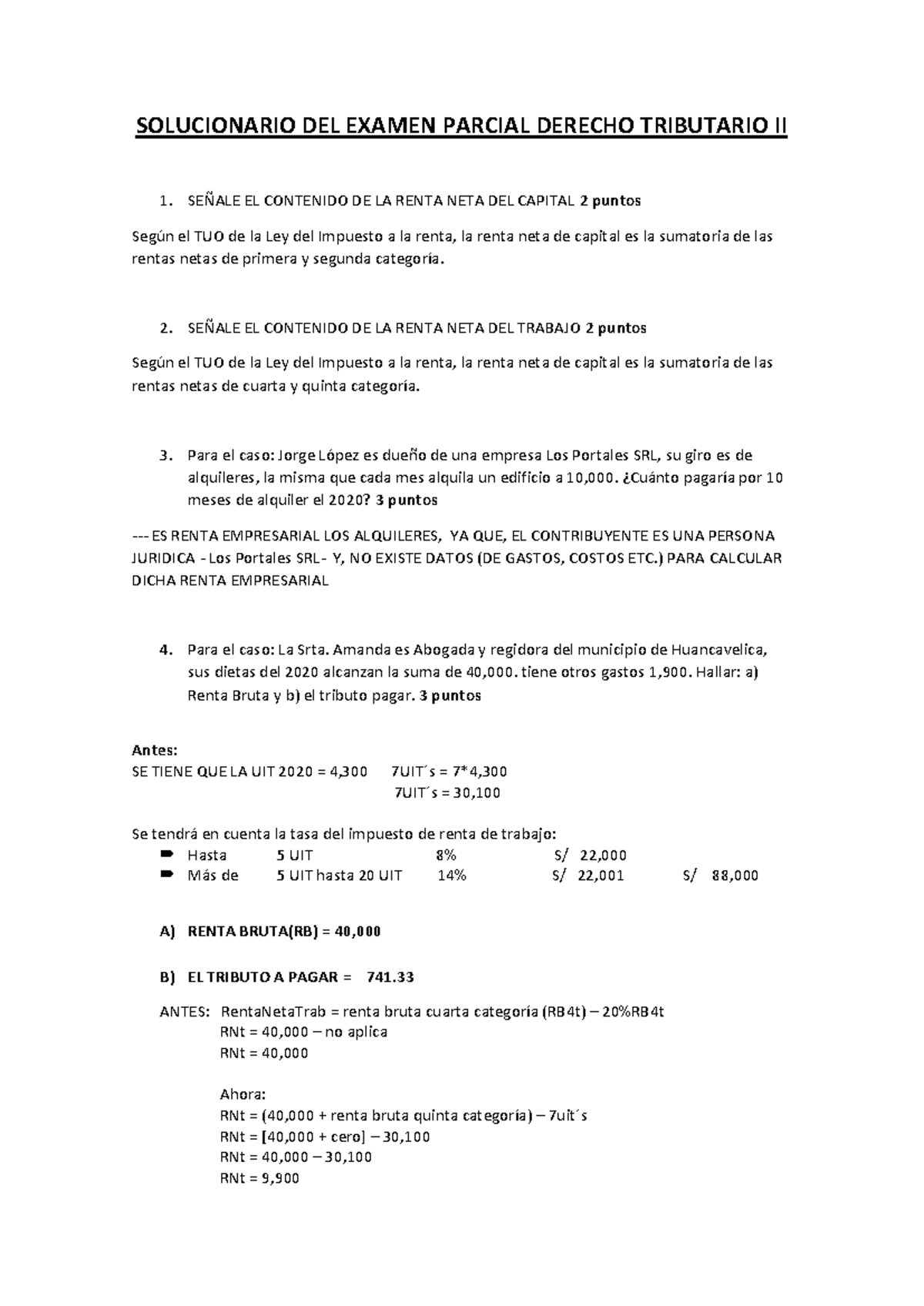 Solucionario Primer Parcial D Tributario 2021 I - SOLUCIONARIO DEL EXAMEN PARCIAL DERECHO ...