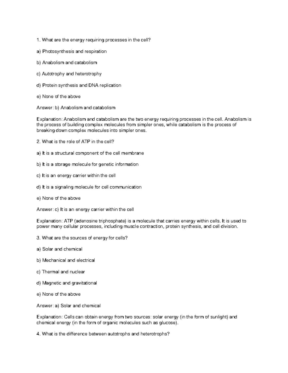 BIO152 Energy Generation MCQ+ mcqs - What are the energy requiring ...