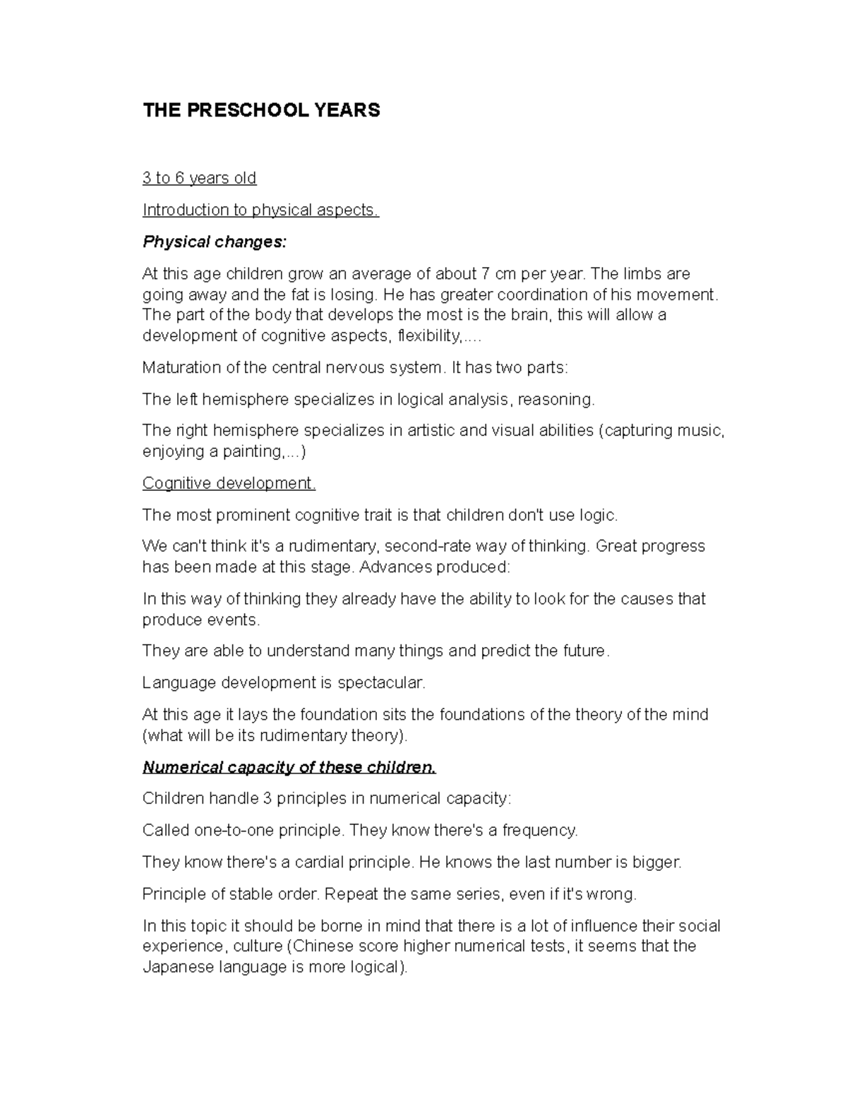 The preschool years - THE PRESCHOOL YEARS 3 to 6 years old Introduction ...