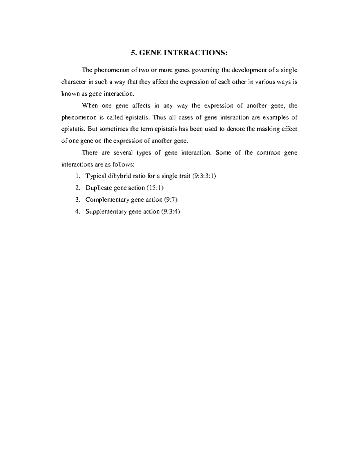 Gene interaction - 5. GENE INTERACTIONS: The phenomenon of two or more ...