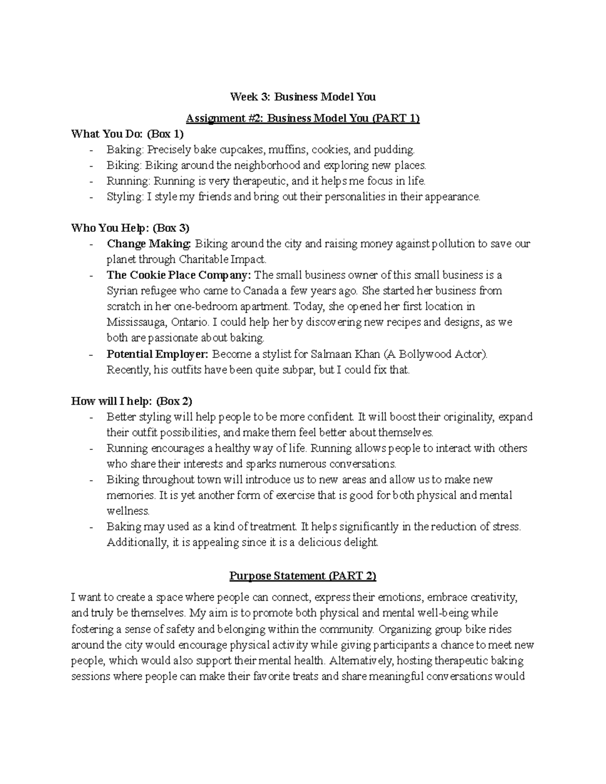 Week 3 Business Model You - Week 3: Business Model You Assignment #2 ...