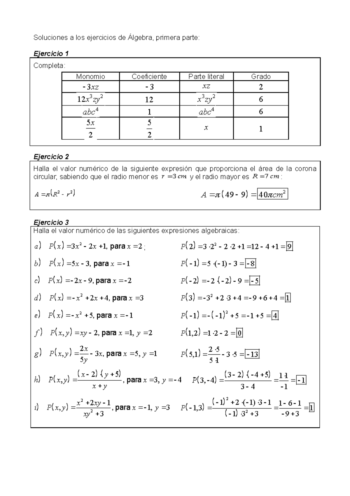 Soluciones a los ejercicios de algebra primera parte - Soluciones a los ...