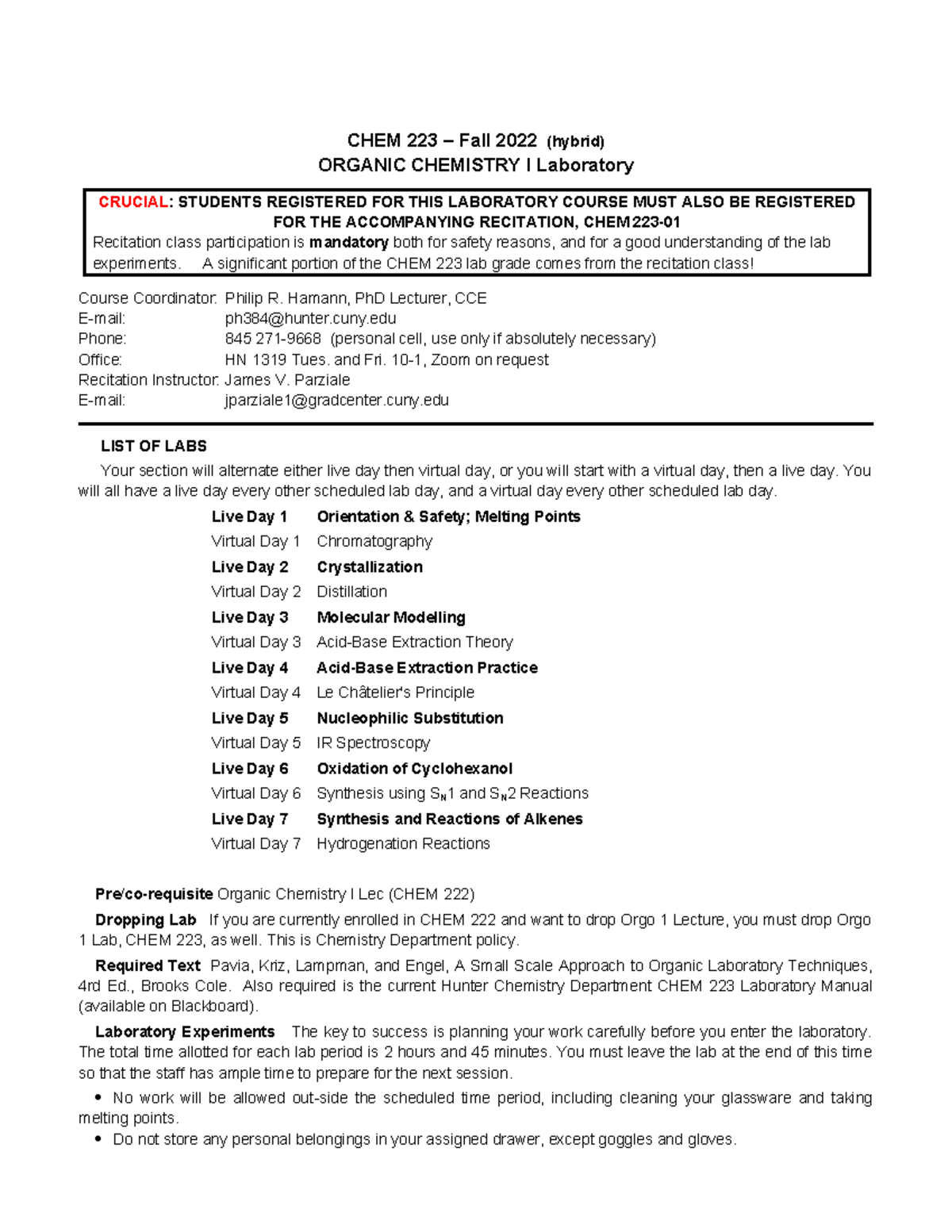 Chem 223 Hybrid Syllabus F22 - CHEM 223 – Fall 2022 (hybrid) ORGANIC ...