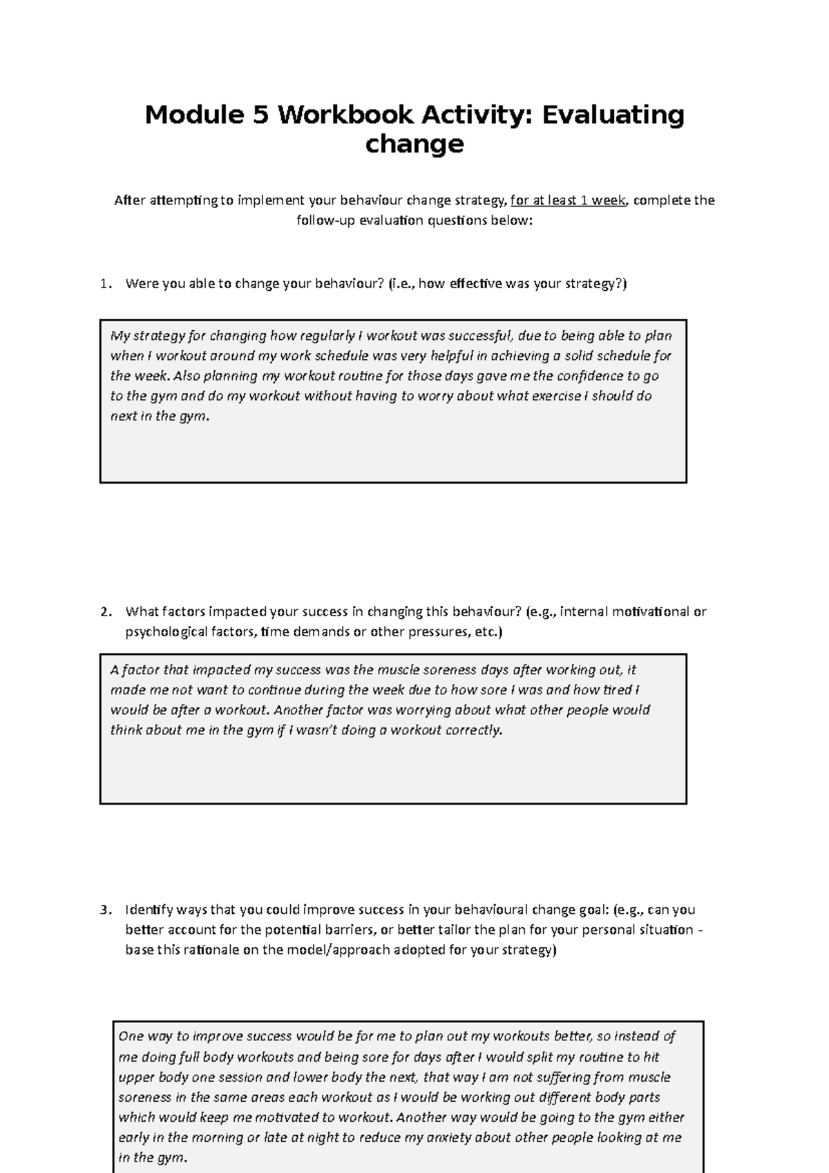 Module 5 - Workbook Activity - , how effective was your strategy?) What ...