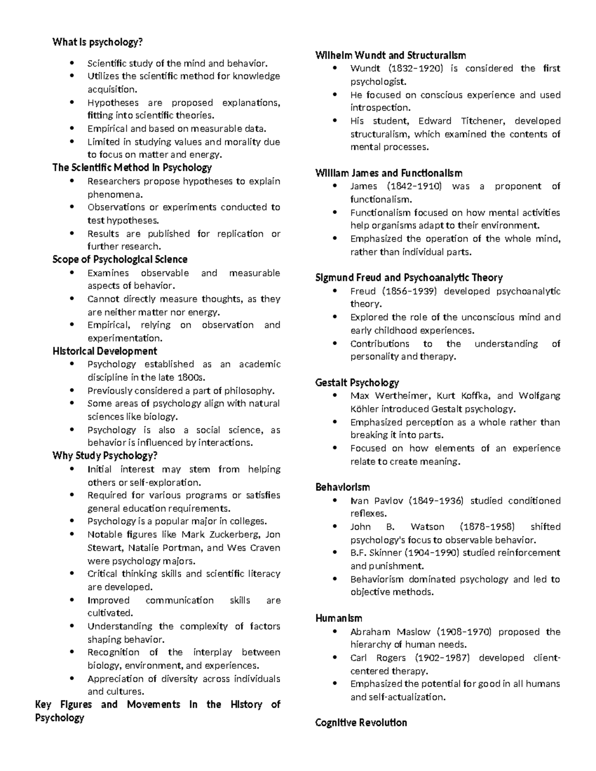 Intro to Psychology - What is psychology? Scientific study of the mind ...