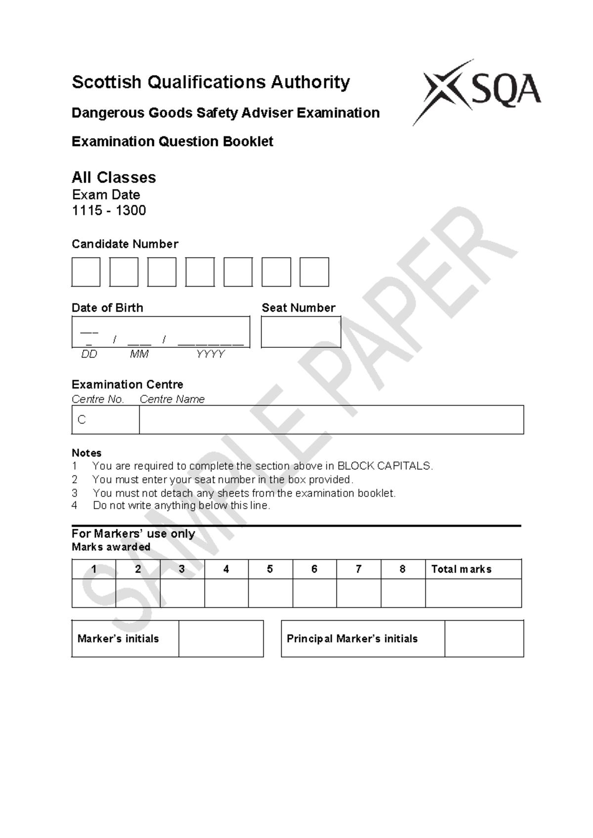DGSA All Classes Sample Paper - Scottish Qualifications Authority ...